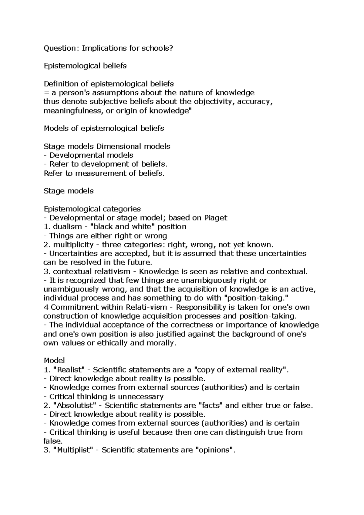 Question - Psycho Notes - Question: Implications for schools ...