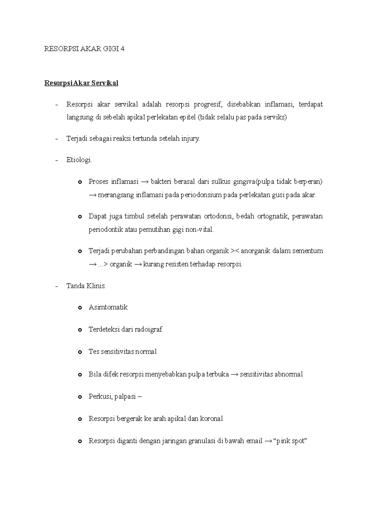 Resorpsi Akar Gigi 4 - RESORPSI AKAR GIGI 4 Resorpsi Akar Servikal Resorpsi akar servikal adalah ...