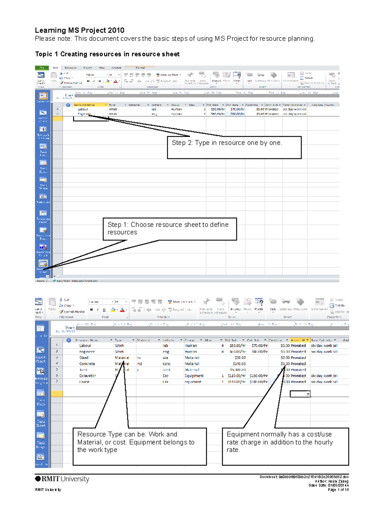Learning MS Project - Resource Planning - Screen Shot - Learning MS ...