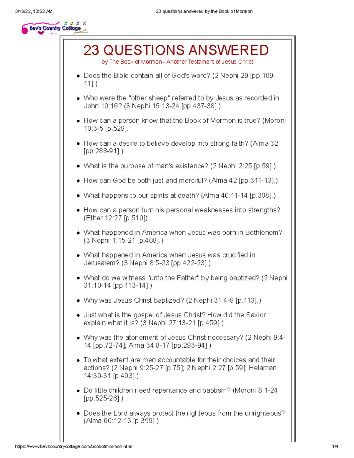 23 questions answered by the Book of Mormon - html 1/ 23 QUESTIONS ...