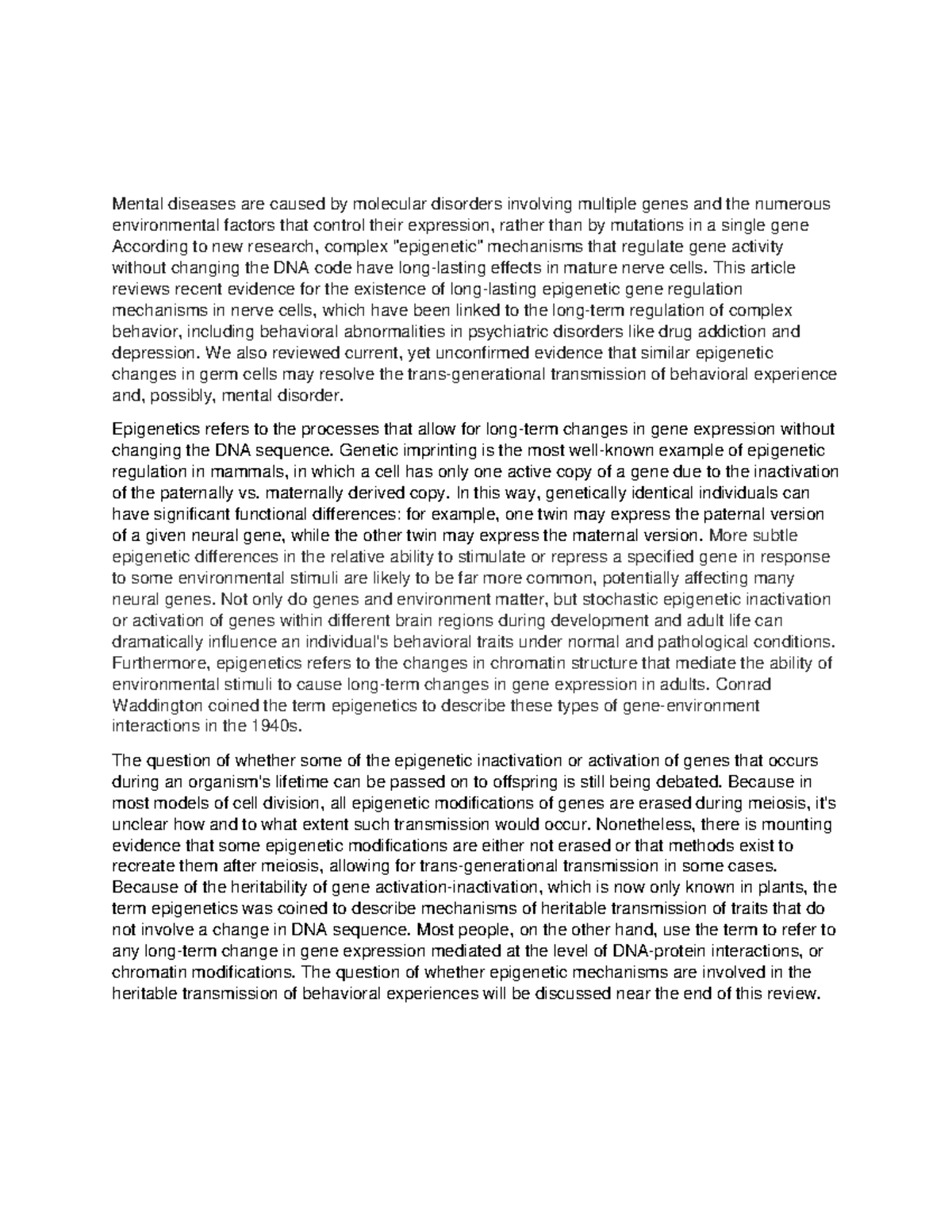 ASS 3 Hidden Switch IN MIND - Mental diseases are caused by molecular ...