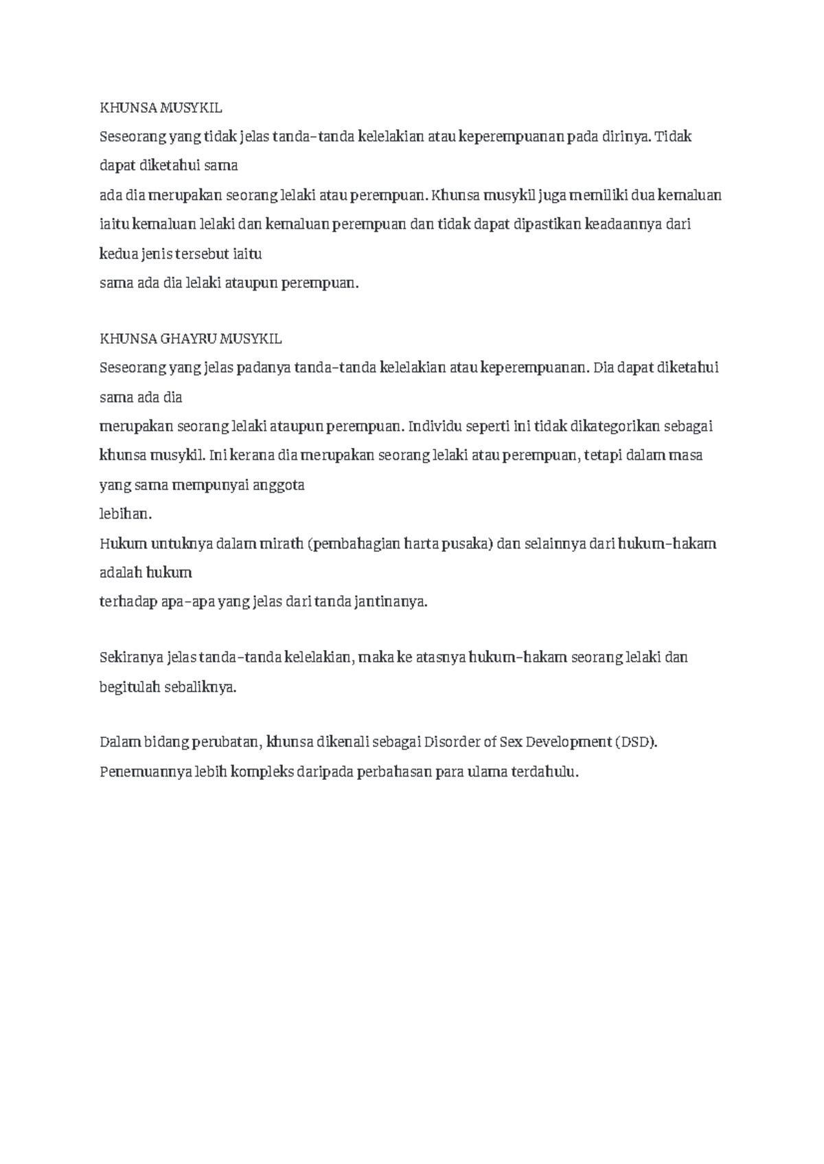 Types of Khunsa - KHUNSA MUSYKIL Seseorang yang tidak jelas tanda-tanda ...