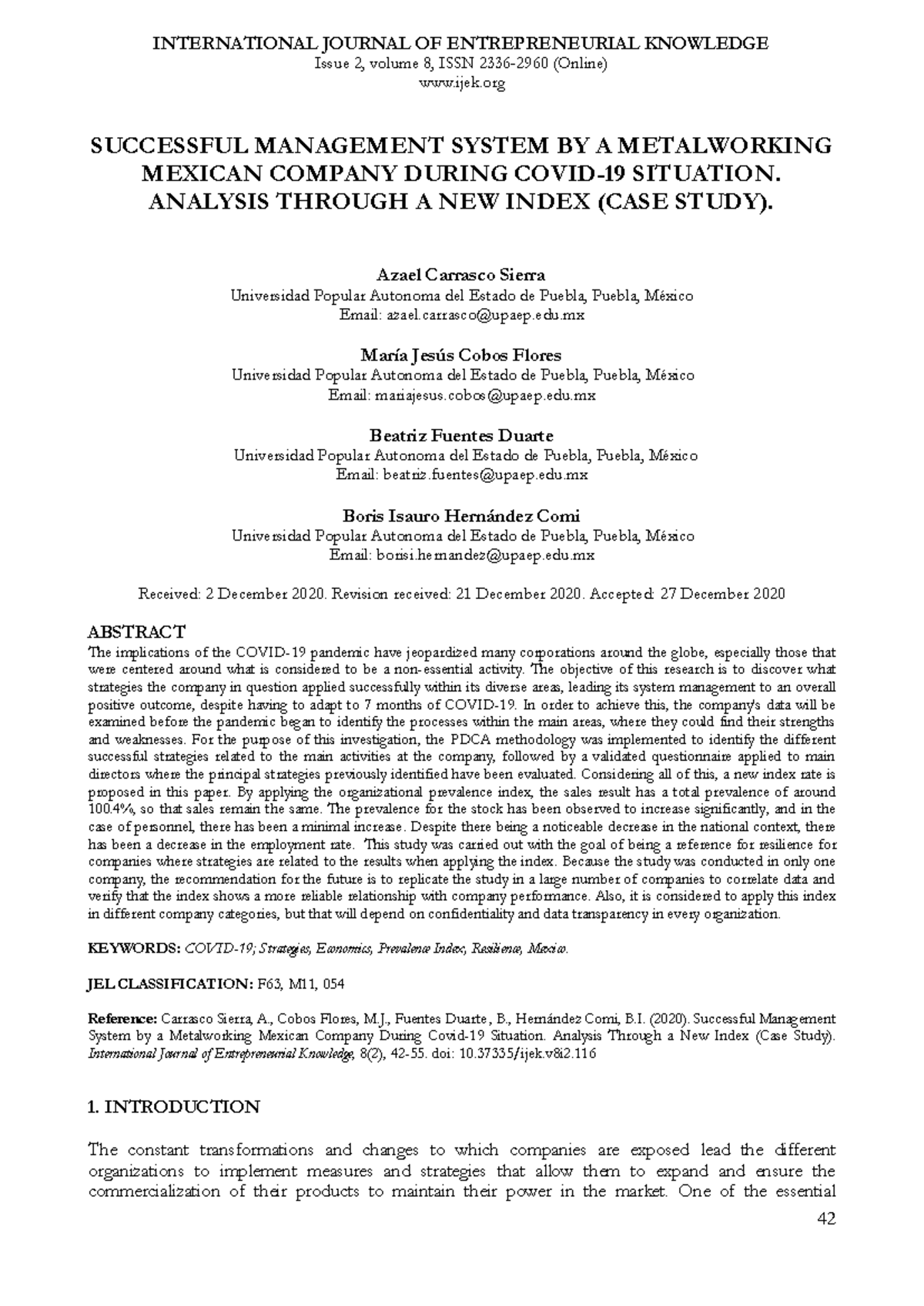 116 - Issue 2 , volume 8 , ISSN 2336-2960 (Online) ijek SUCCESSFUL ...