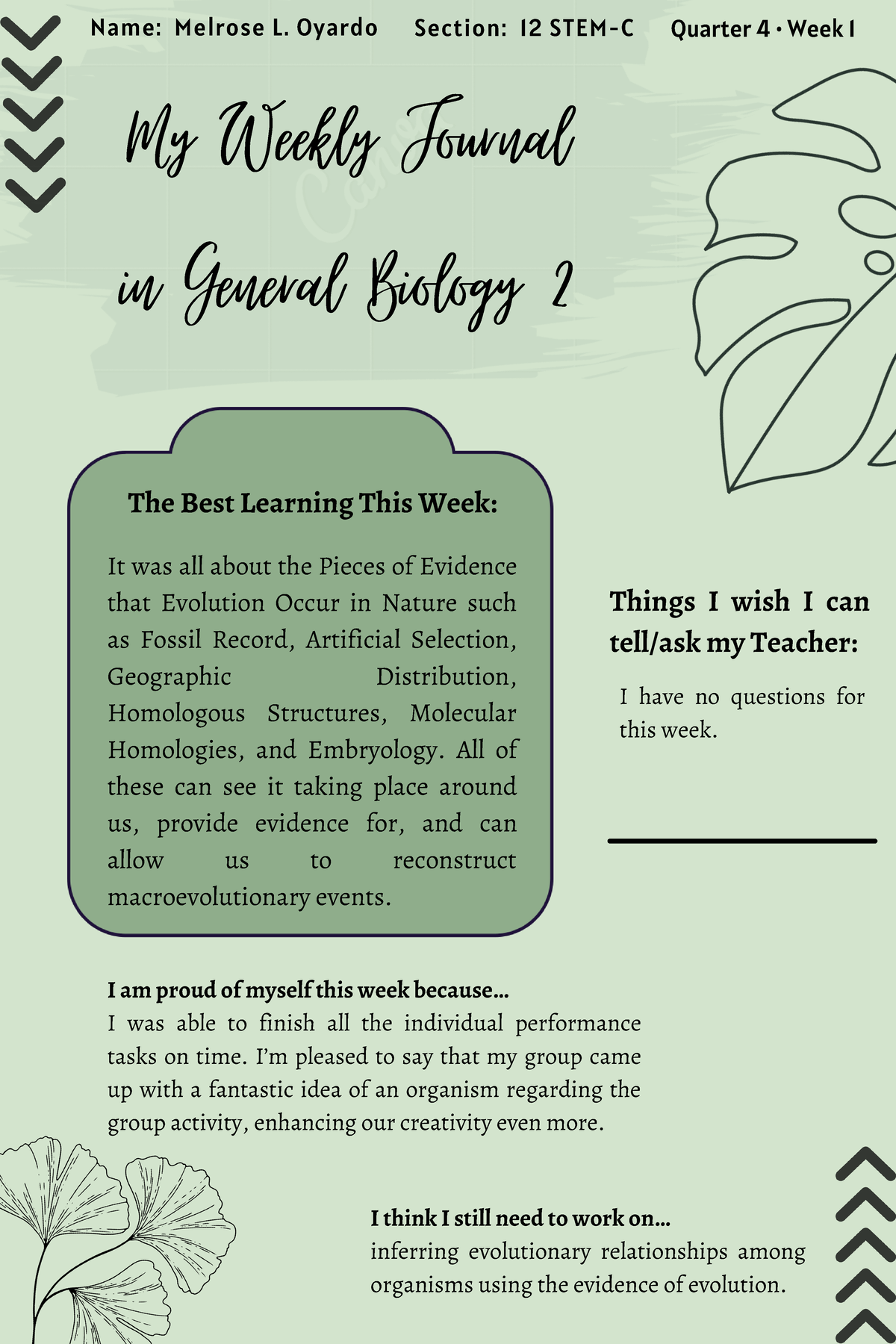 Bio Week 1 - useful - I am proud of myself this week because... My ...