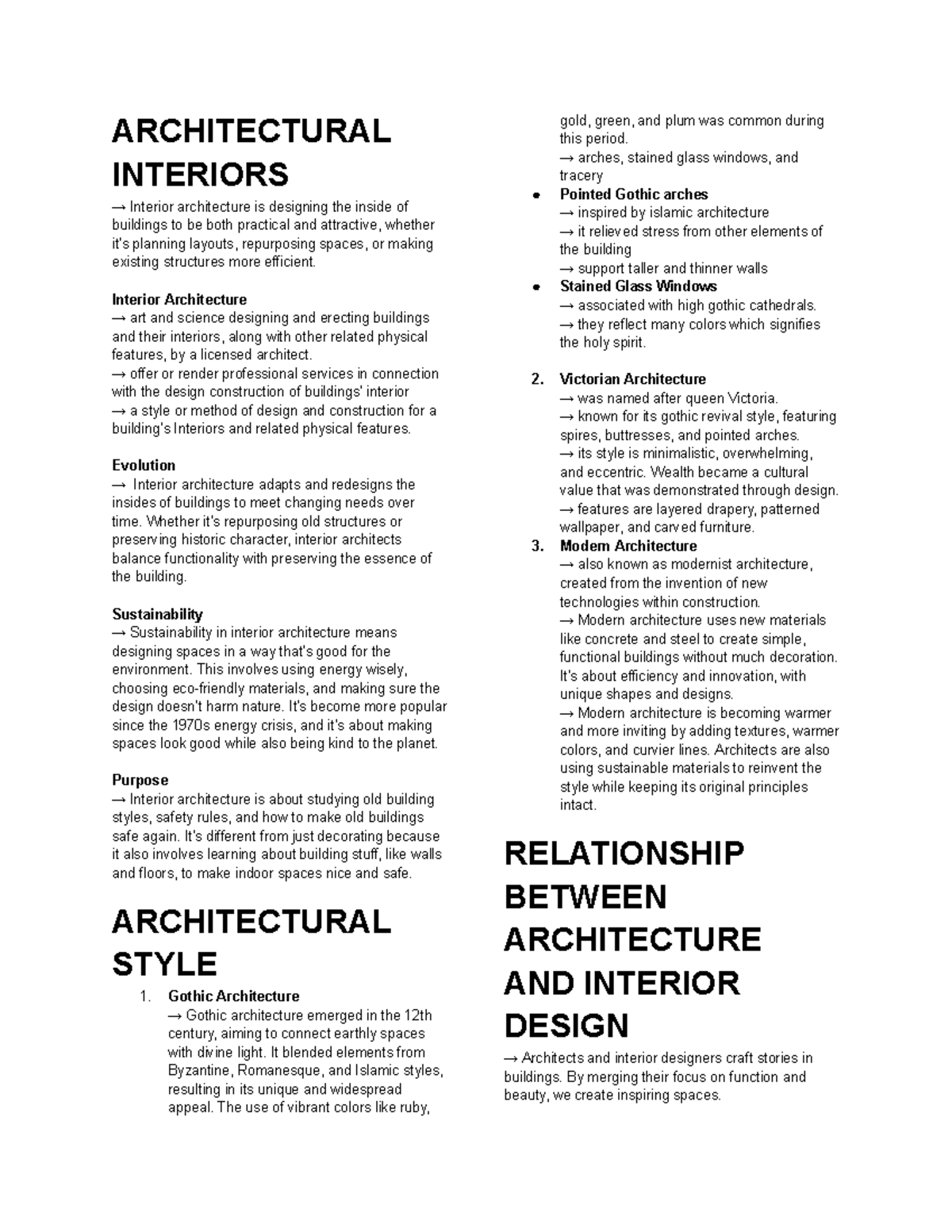 Notes Arc Int Prelims - ARCHITECTURAL INTERIORS → Interior architecture ...