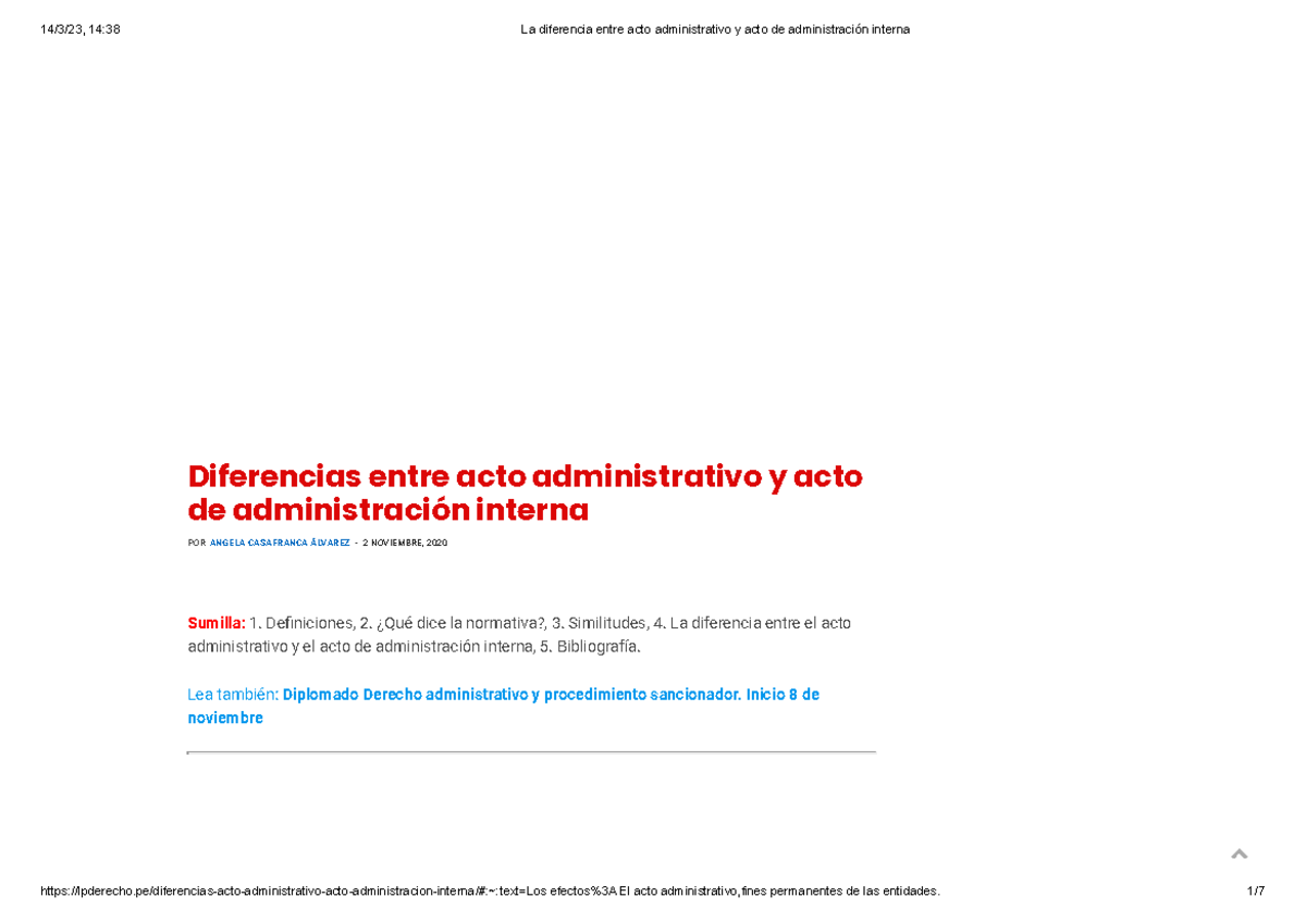 La diferencia entre acto administrativo y acto de administración interna - Diferencias entre ...