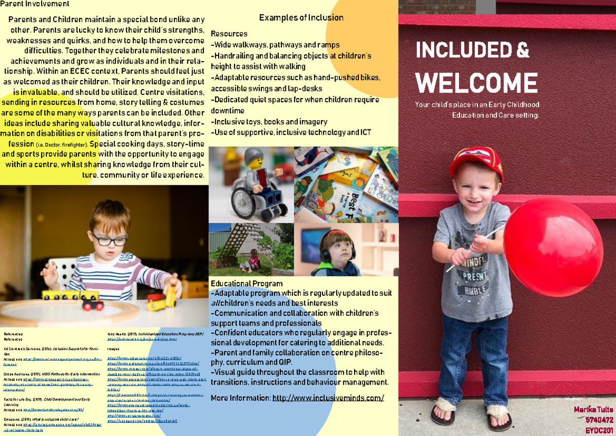 brochure assignment - INCLUDED & WELCOME Your child’s place in an Early ...
