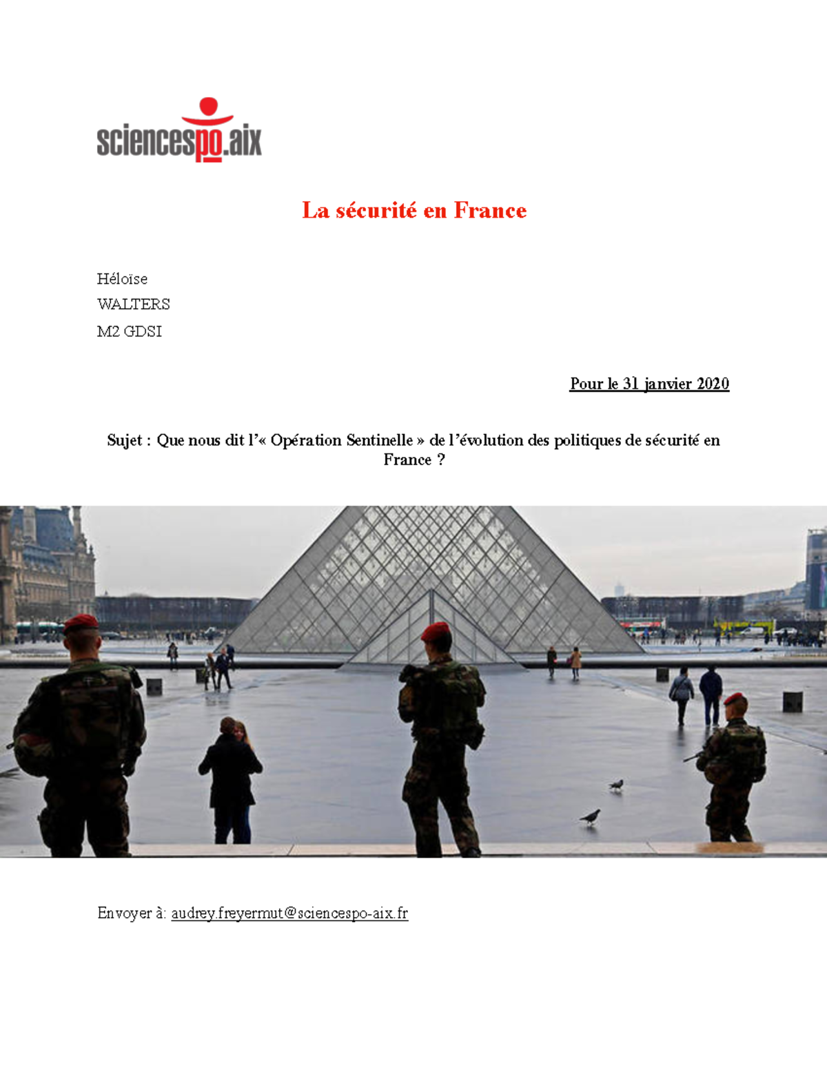 Devoir LA SECU EN France Walters Heloise - La sécurité en France ...