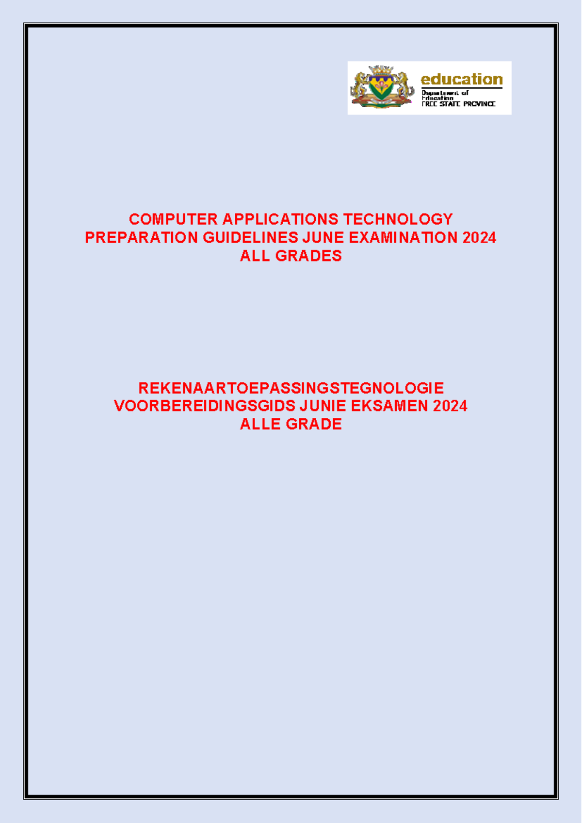 CAT Gr 10-12 Assessment Frameworks - 1 | P a g e COMPUTER APPLICATIONS ...