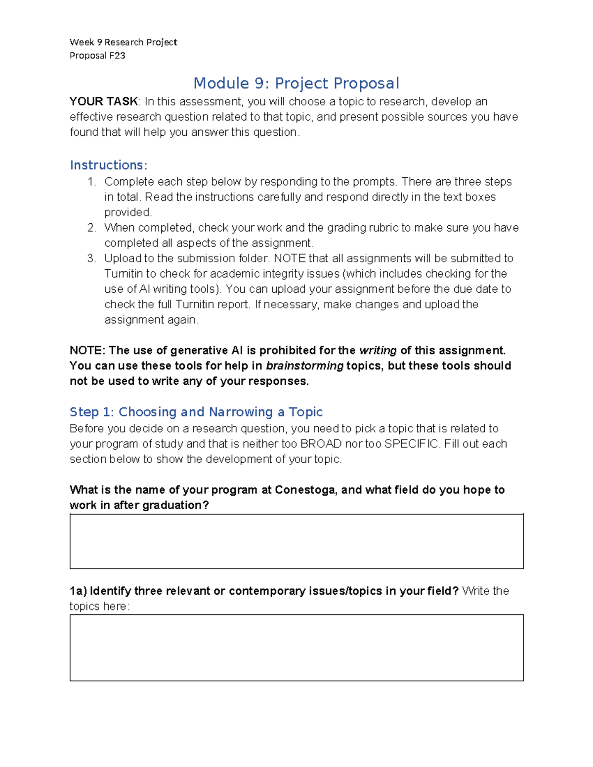 Research Proposal Assignment Template - Proposal F Module 9: Project Proposal YOUR TASK: In this ...