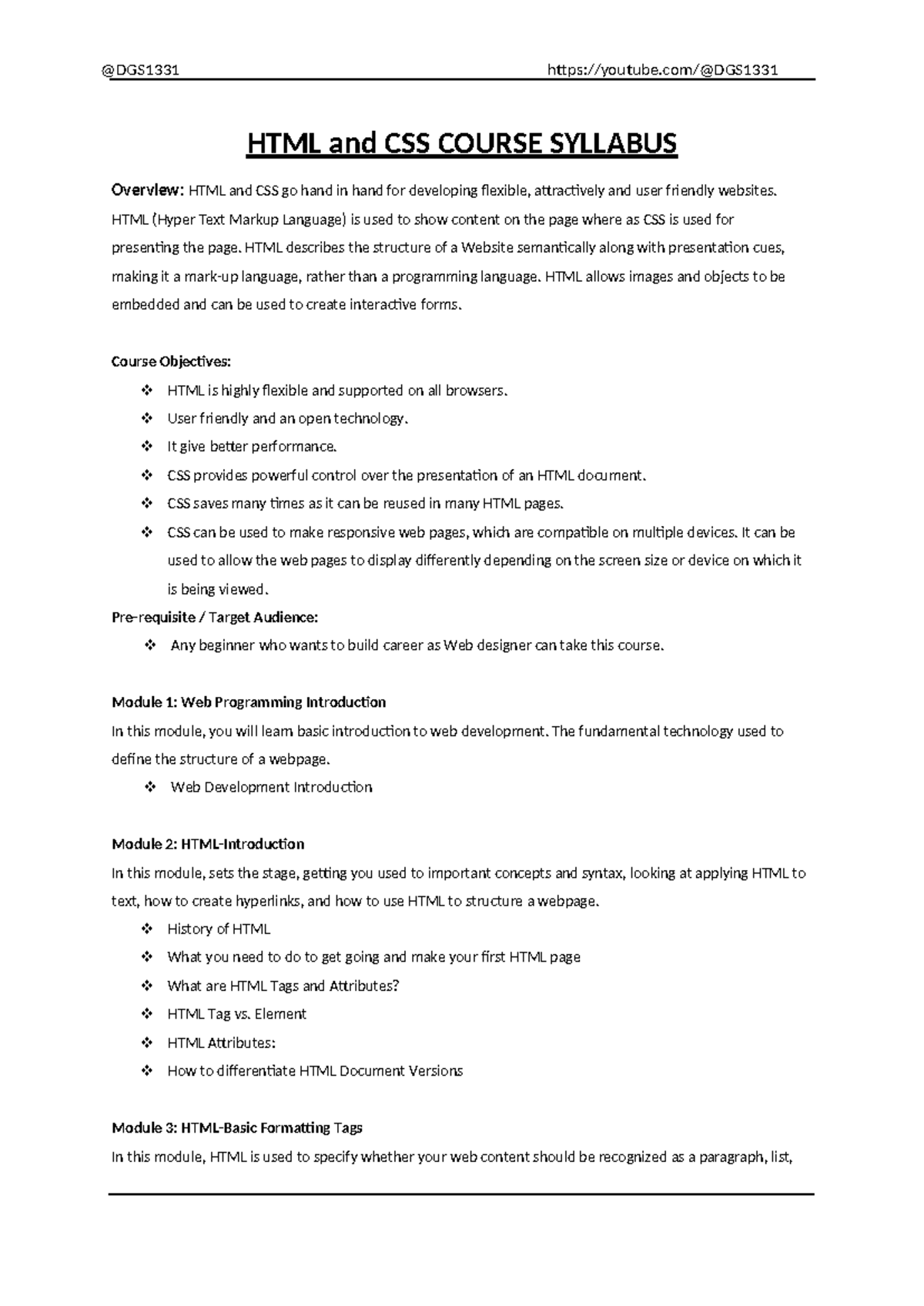 HTML&CSS - Hyper text markup Language - @DGS1331 youtube/@DGS HTML and ...