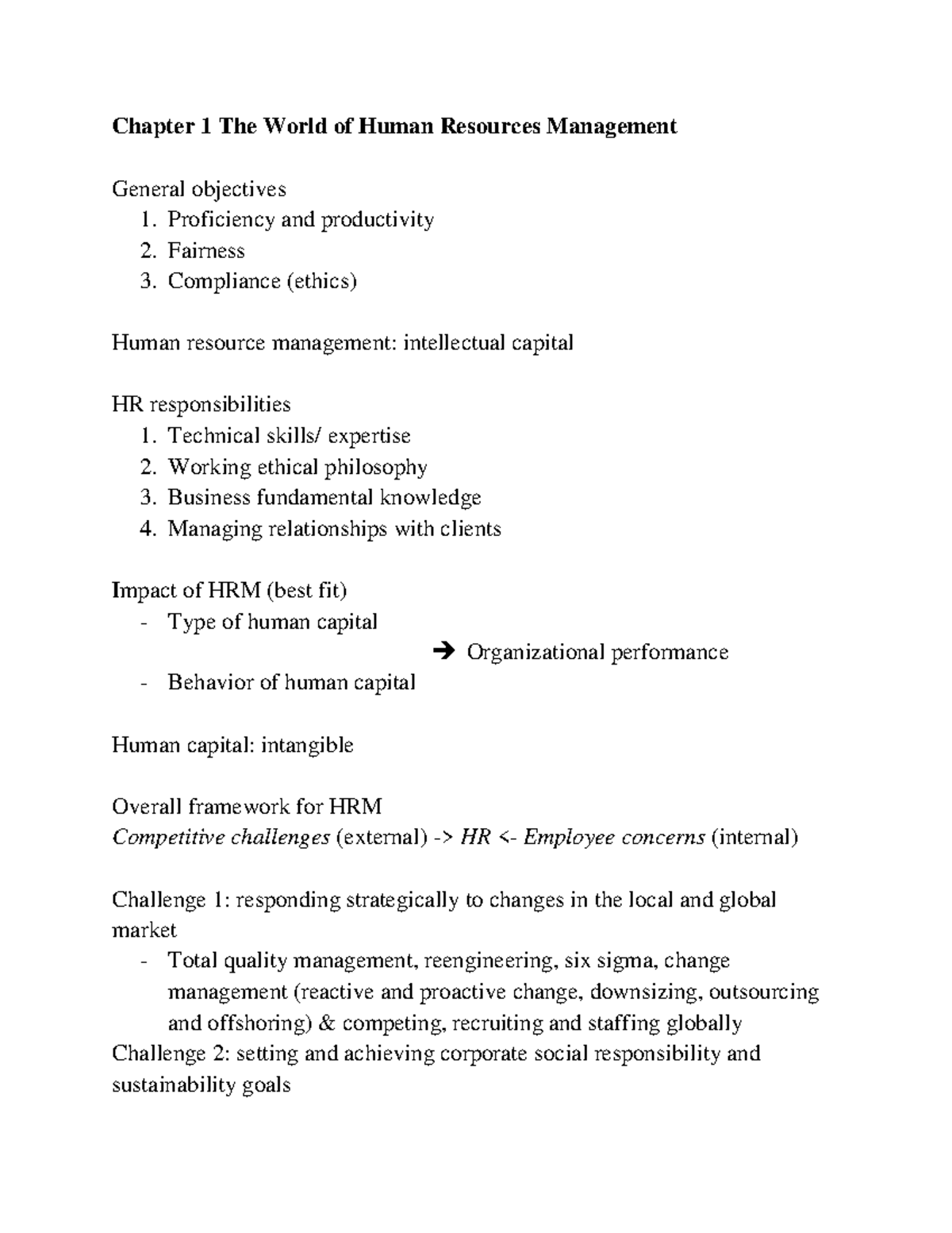 Chapter 1 The World of Human Resources Management - Chapter 1 The World ...