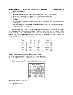 HW 7 - HW7 - INEN 675/BMEN 712 Design and Analysis of Experiments ...