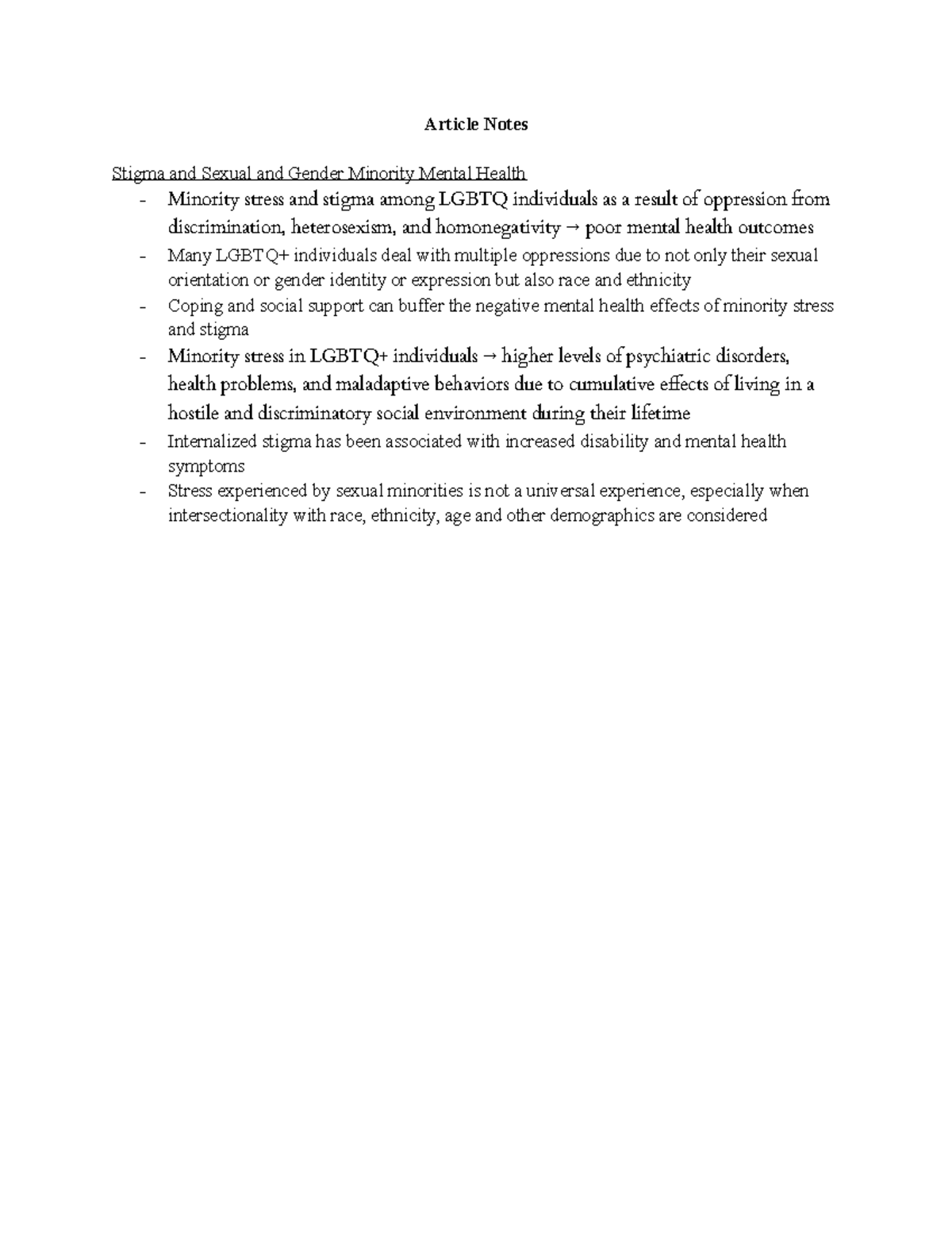 Fri 10 - Lecture notes for health disparities. Taught by AN - Article ...