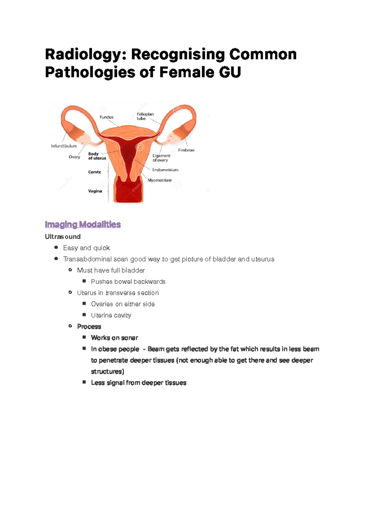 Radiology Recognising Common Pathologies of Female GU - R a d i o l o g ...