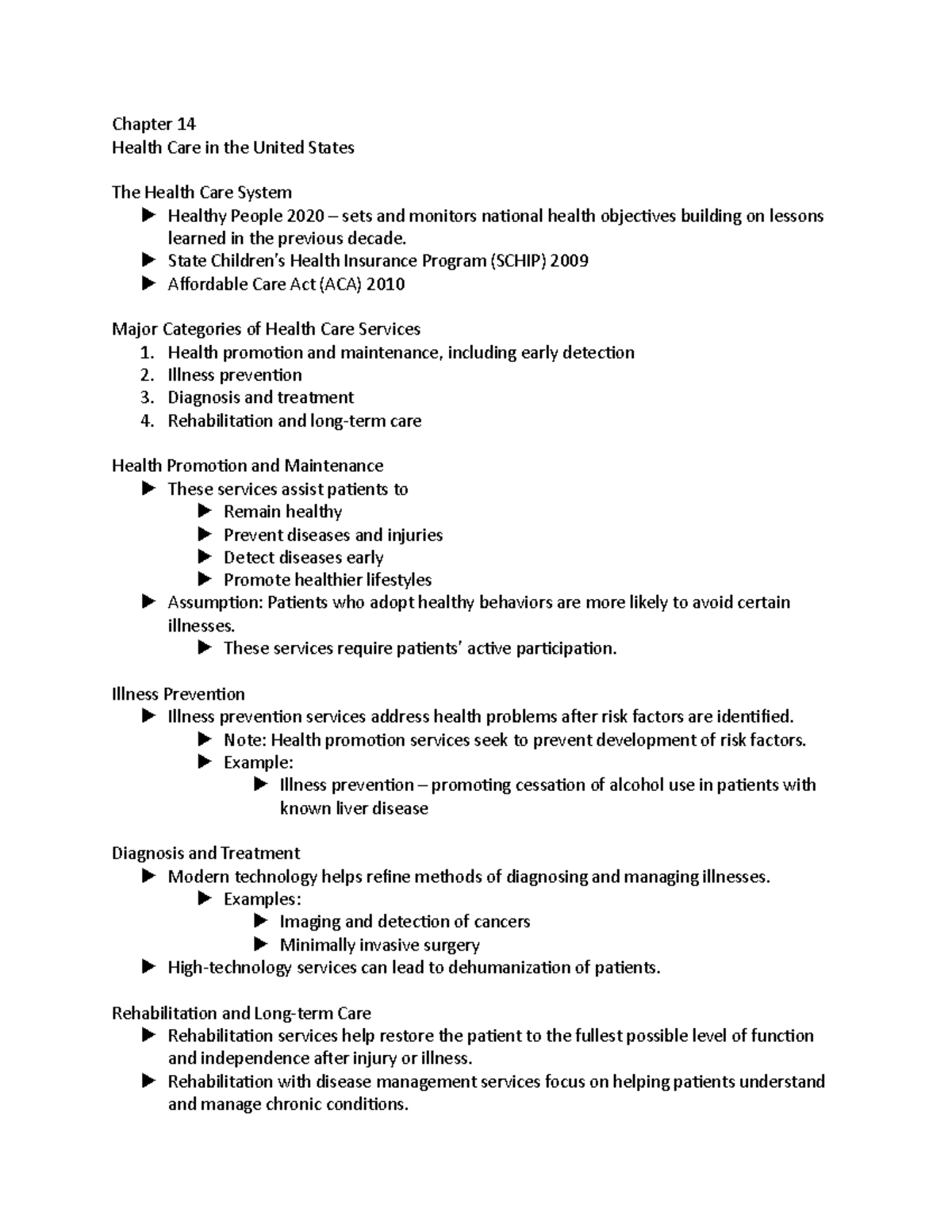 Chapter 14 (Nurs 333) Part 1 - Chapter 14 Health Care in the United ...