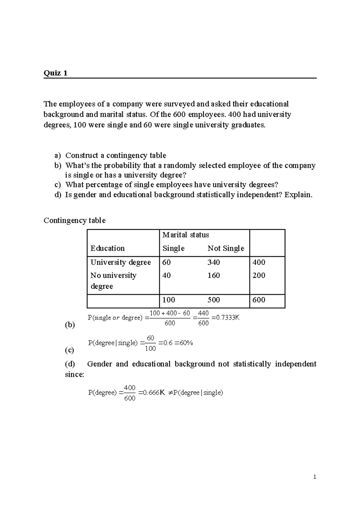 COMM121 Quiz 2 Solution - Quiz 1 The employees of a company were ...