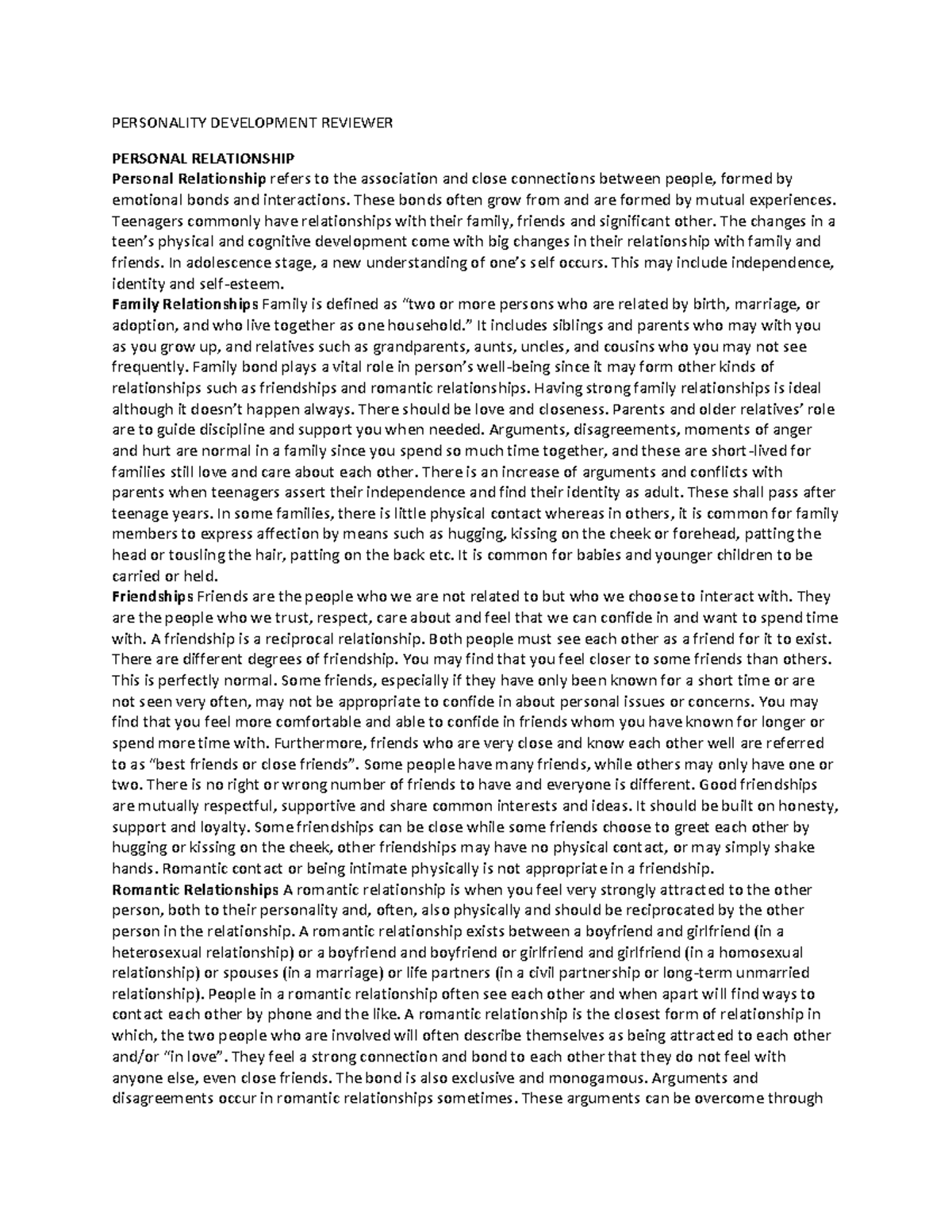 Personality- Development- Reviewer - PERSONALITY DEVELOPMENT REVIEWER ...