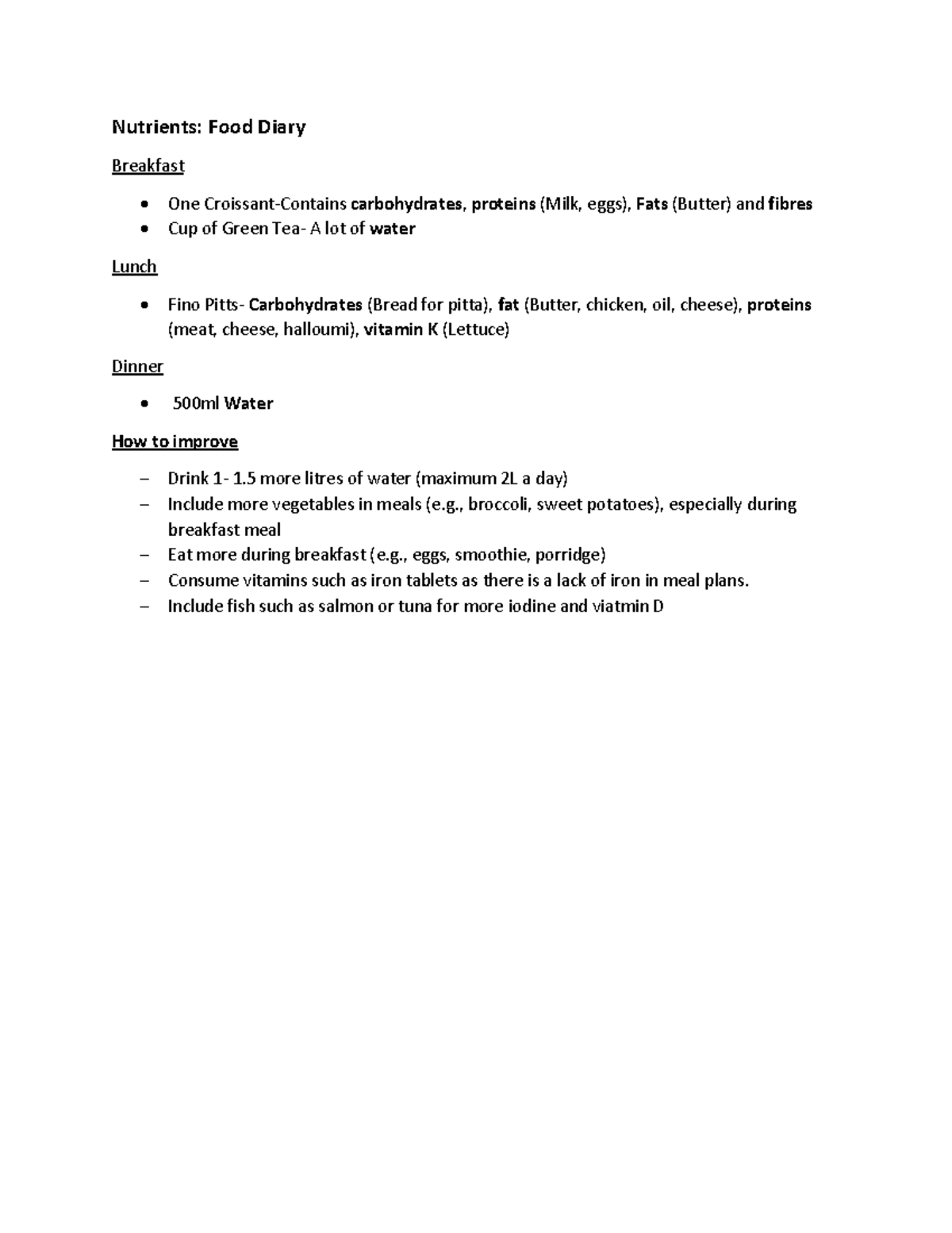 Document 33 - biology diet requirements - Nutrients: Food Diary ...