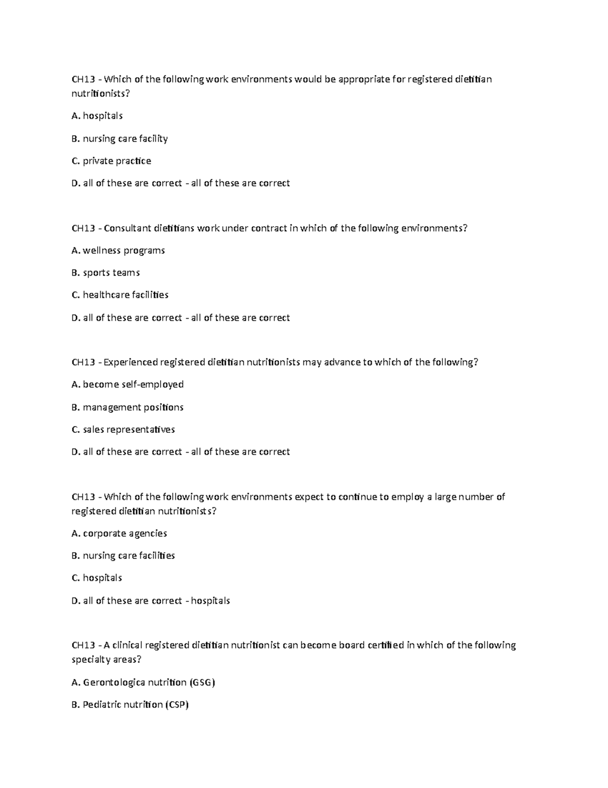 HSA 3104- 9 - HSA 3104: Into to Health Professions - CH13 - Which of ...