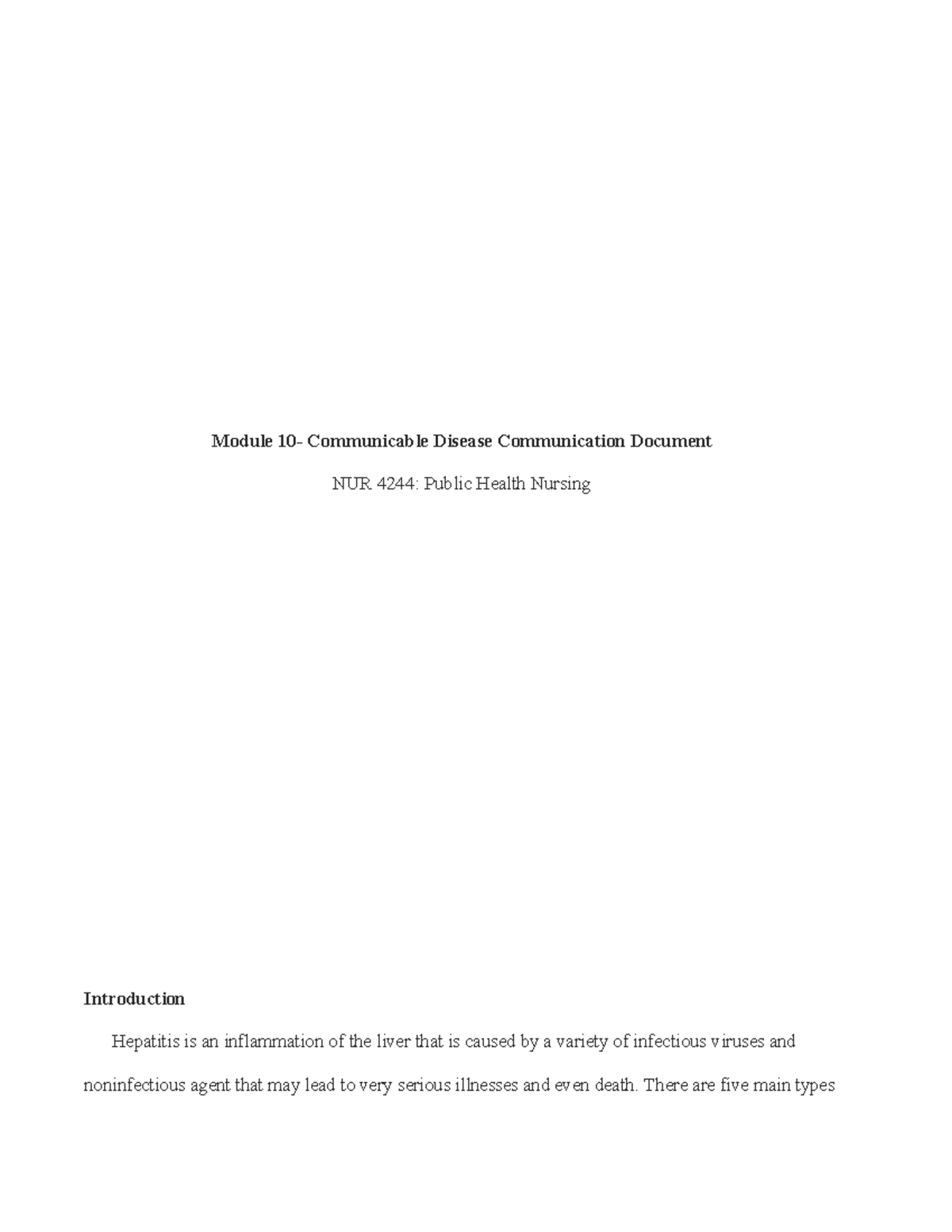 Mod10 Public Health Notes Module 10 Communicable Disease 8135