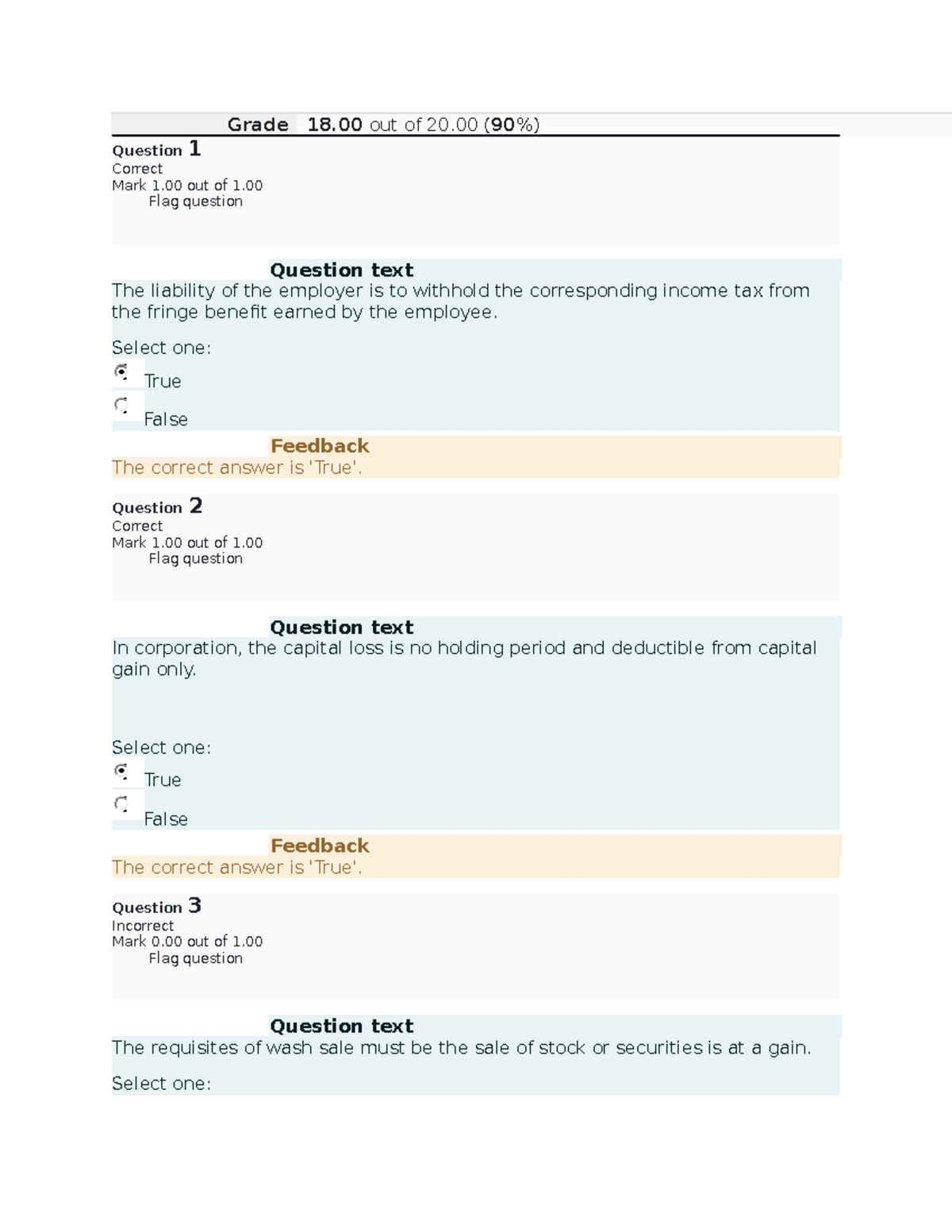 Phil tax midterm quiz 1 - Grade 18 out of 20 ( 90 %) Question 1 CorrectMark 1 out of 1. Flag ...