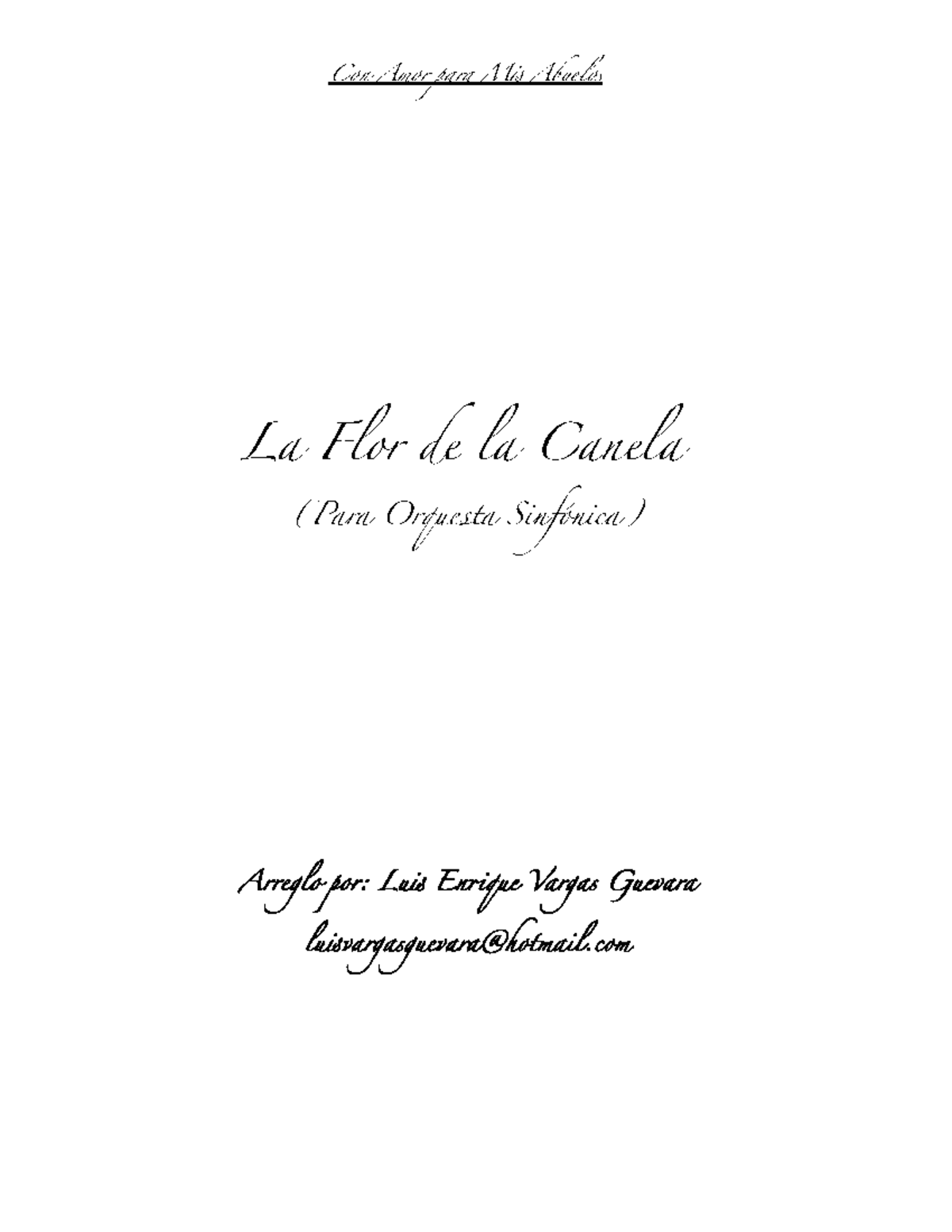 Granda , Chabuca; Vargas Guevara, Luis, arr. - La Flor de la Canela ...