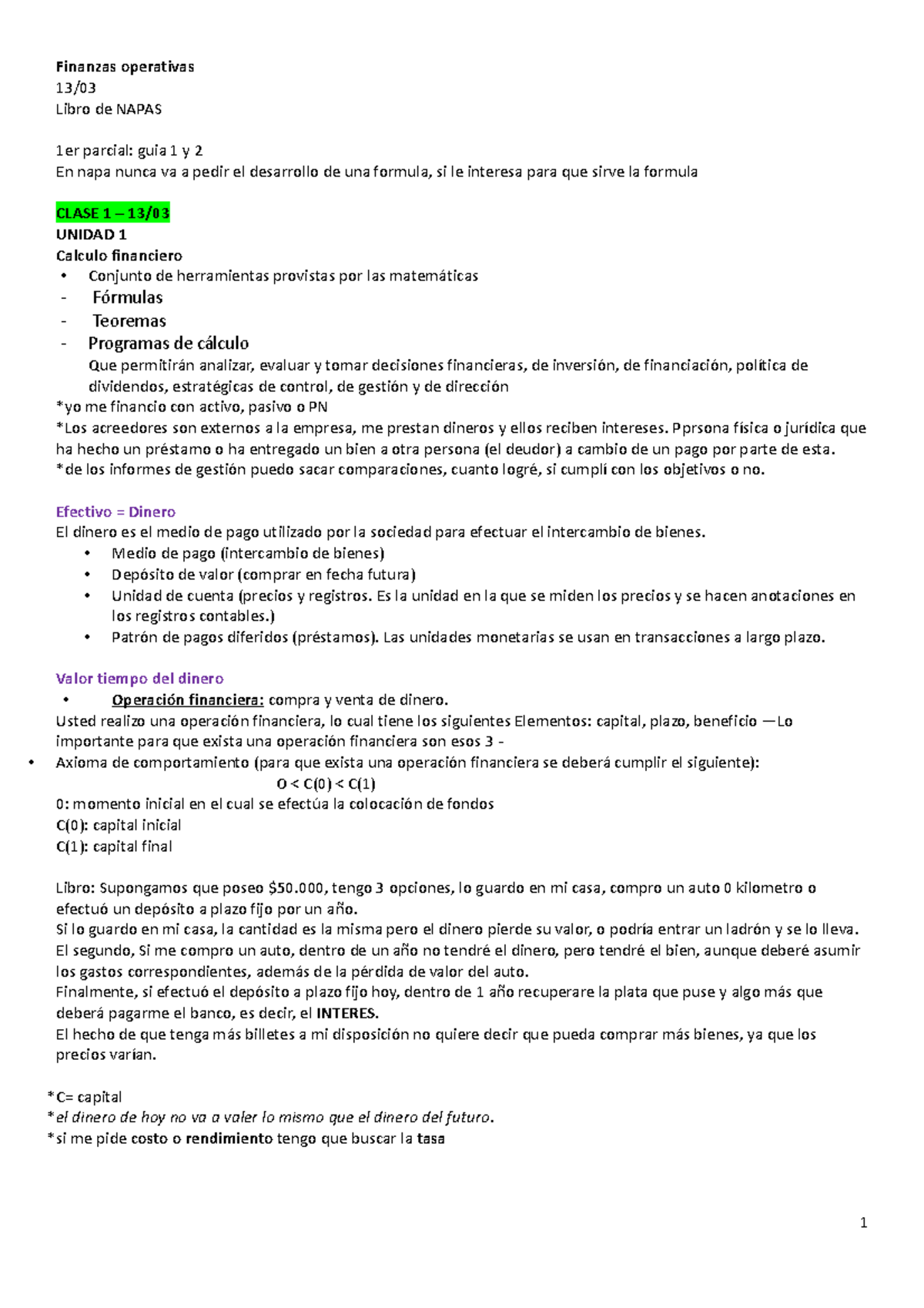 Resumen - Finanzas operativas - Completo - Finanzas operativas 13 ...