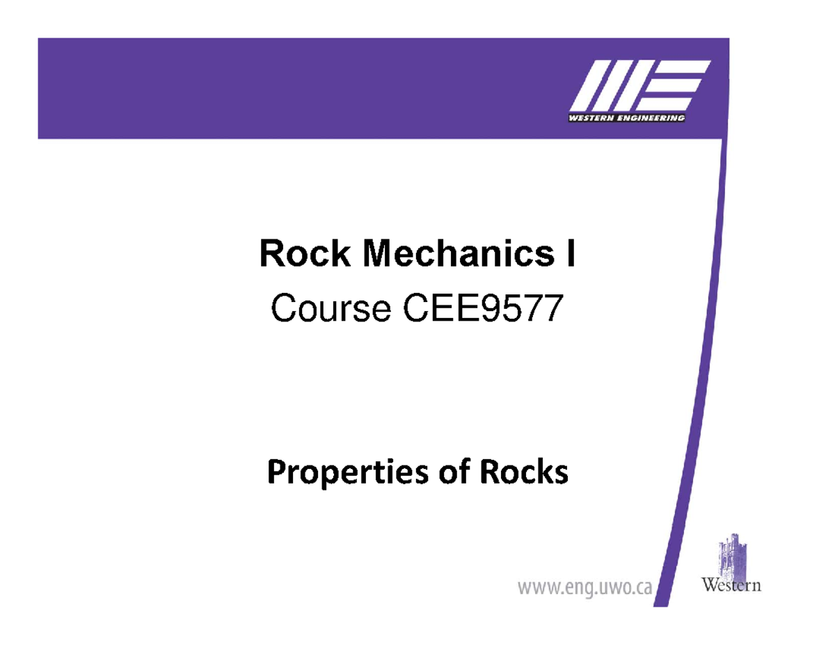 Rockproperties - Physical and mechanical properties of rocks - Rock ...