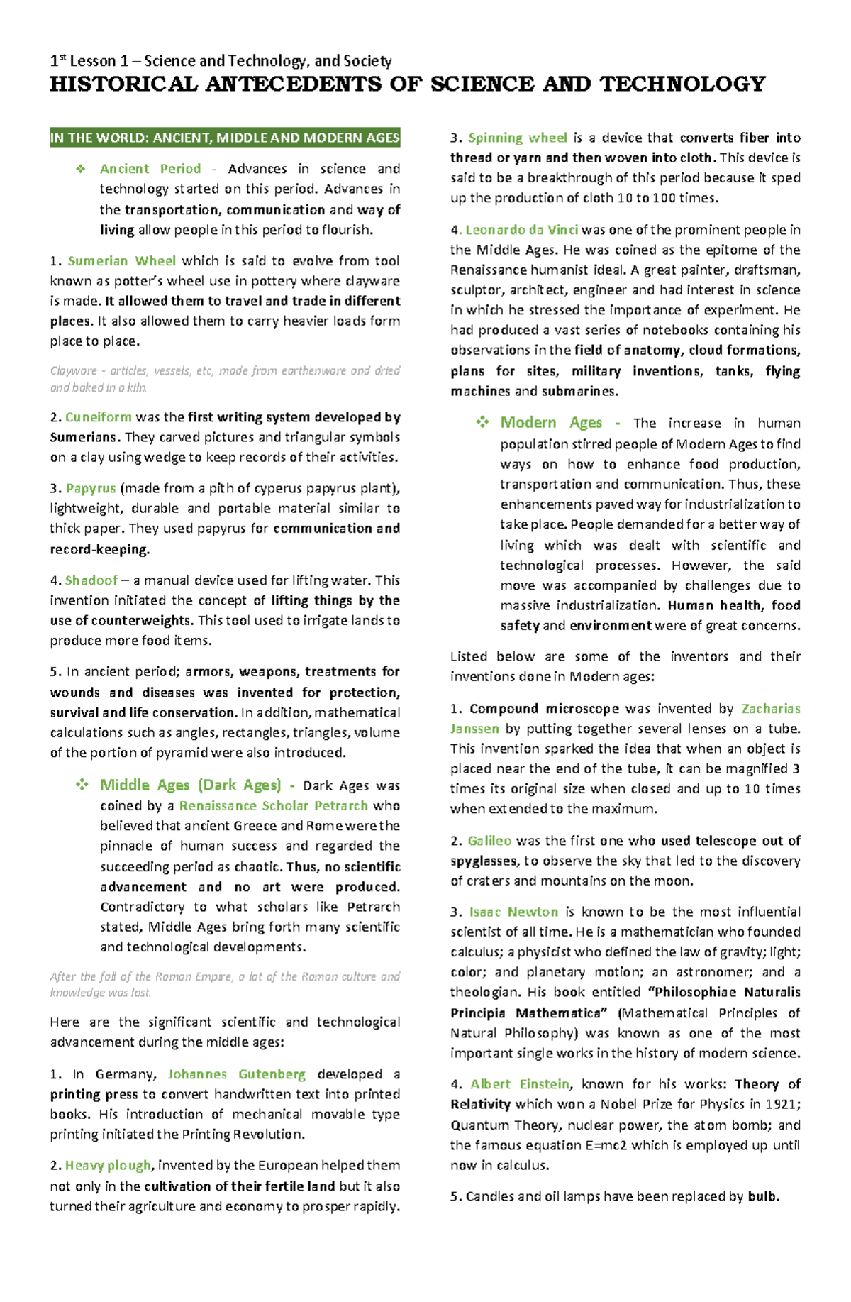 Lesson-1-STS - Summary of lesson 1 in Science, Technology, and Society ...