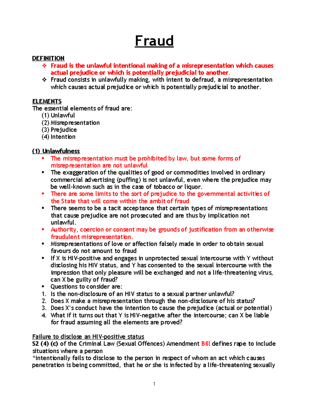 21CR - Fraud - Summary Criminal Law - Fraud DEFINITION Fraud is the ...