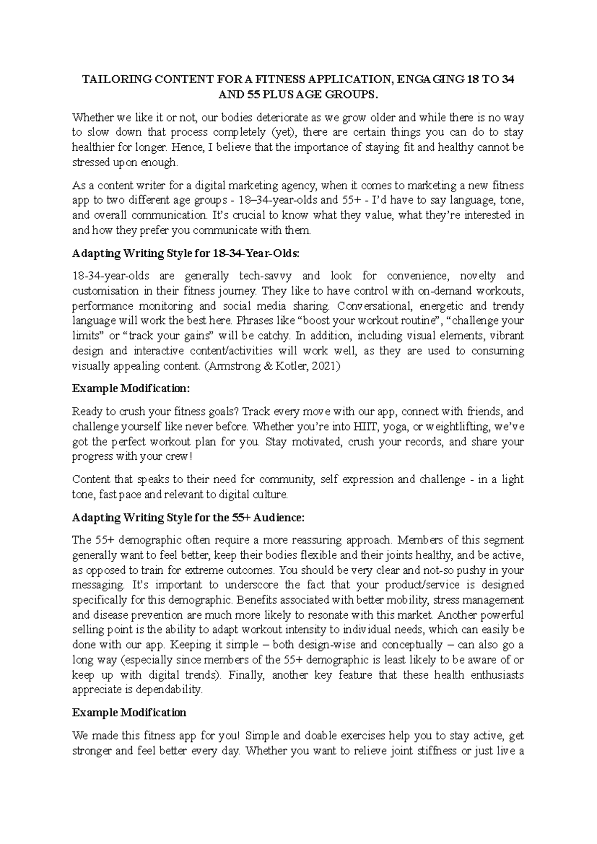 UNIT 7 - Programming assignment - TAILORING CONTENT FOR A FITNESS ...