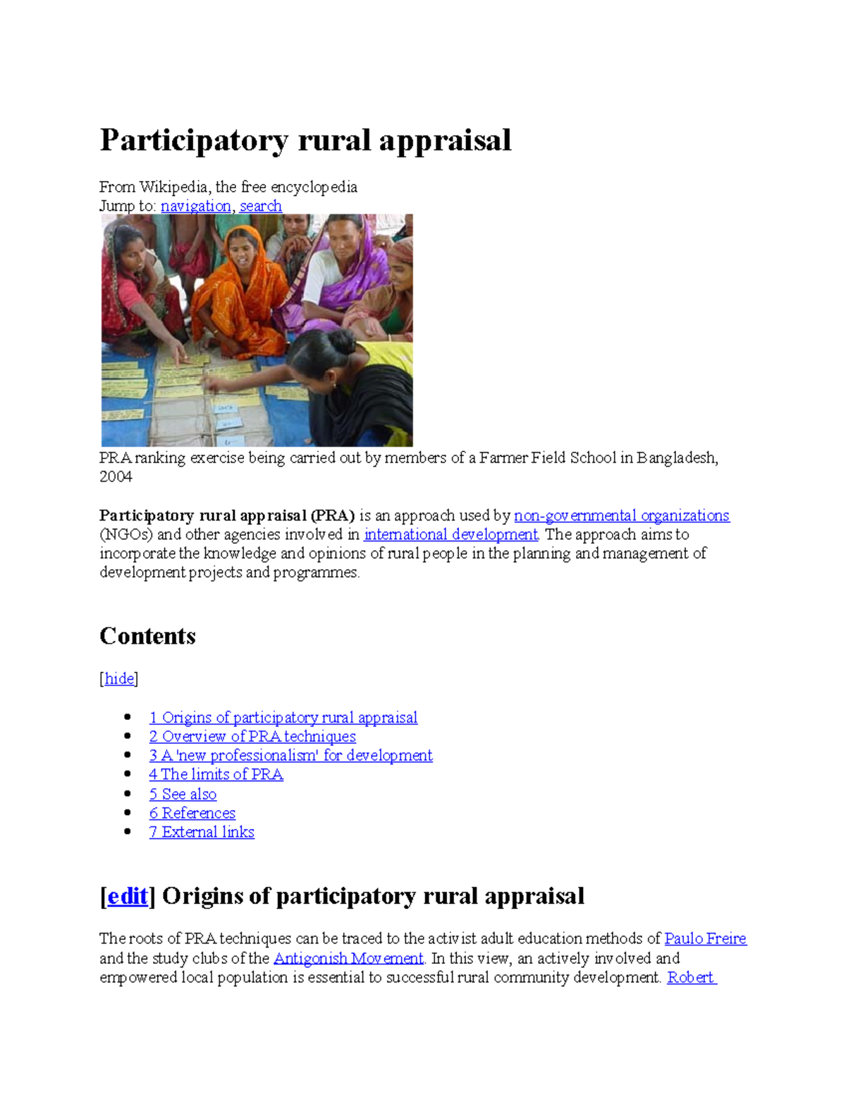 PRA - Participatory rural appraisal From Wikipedia, the free ...