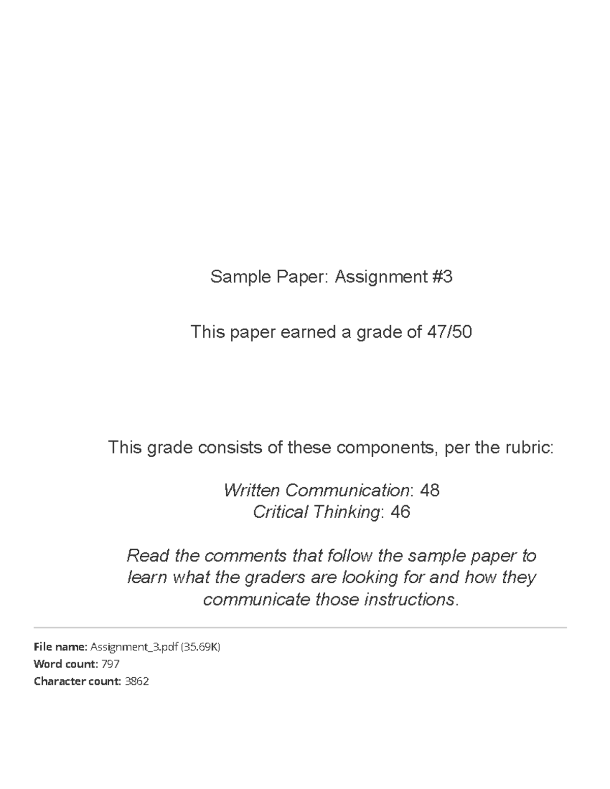 Assignment #3, Sample 47 out of 50-1 - Sample Paper: Assignment # This ...