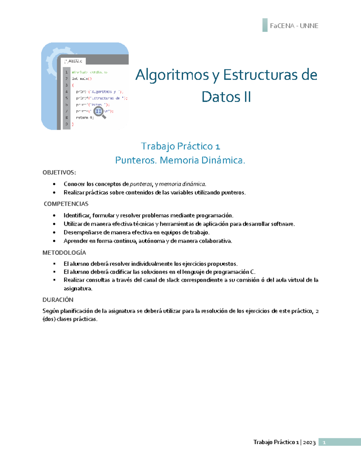 TP1 - Punteros - Memoria dinámica - Algoritmos y Estructuras de Datos ...
