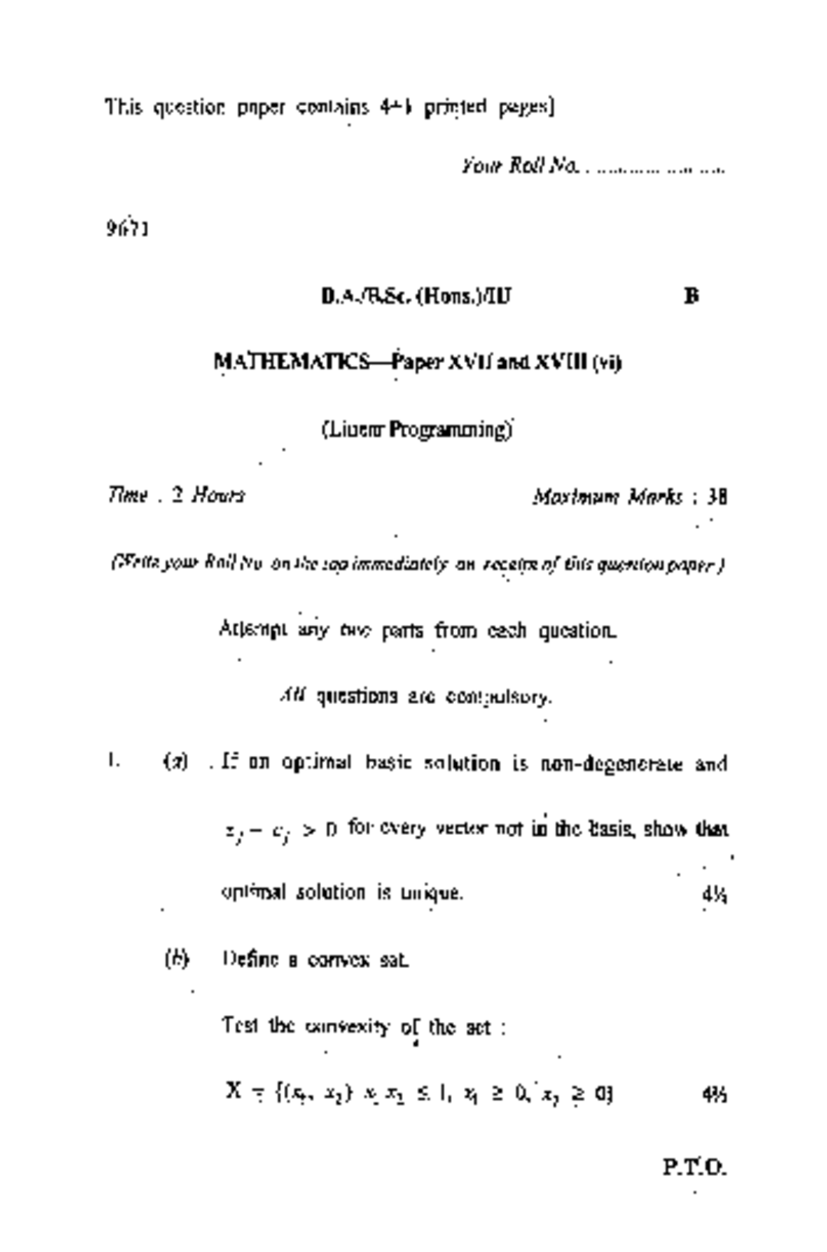 Linear programming Exam - Bsc(H) Mathematics - Studocu