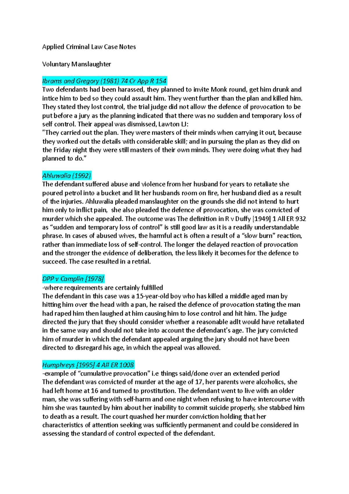 Applied Criminal Law Case Notes - Applied Criminal Law Case Notes ...