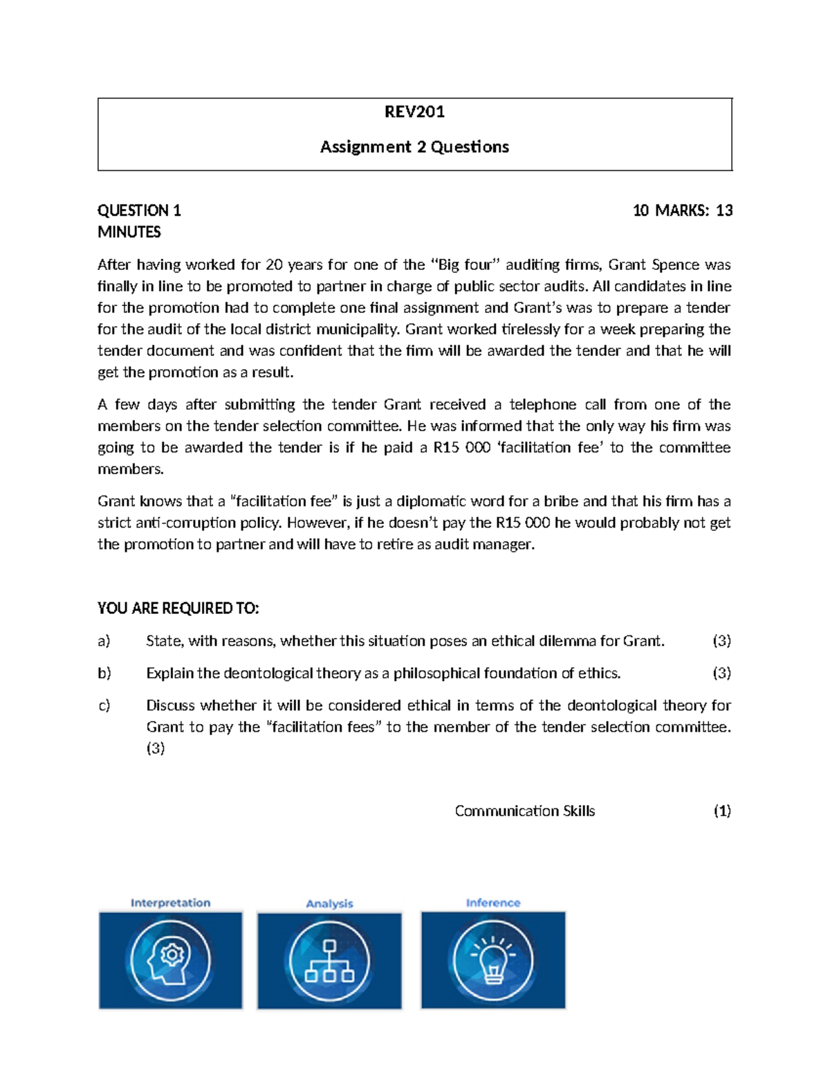 Assignment 2 - Questions - REV Assignment 2 Questions QUESTION 1 10 ...