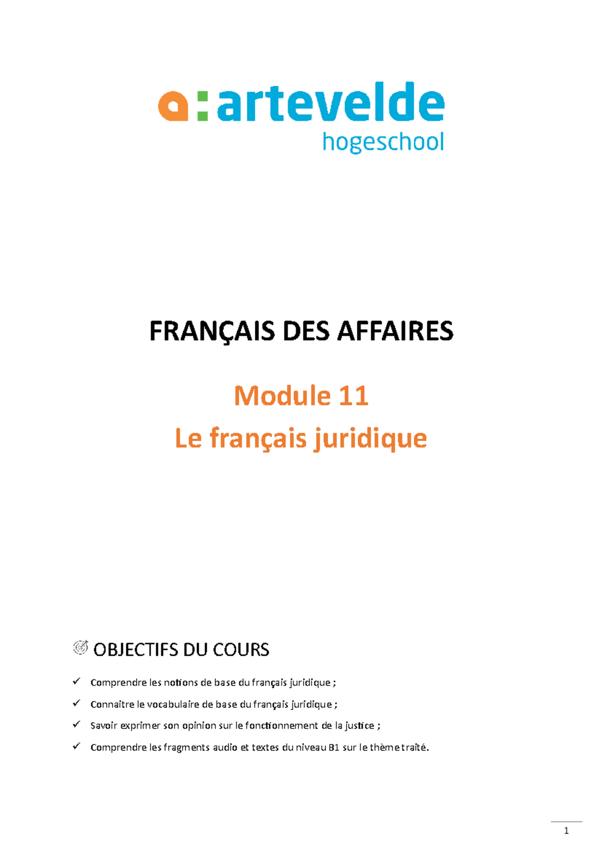 Français juridique '22-'23 - FRANÇAIS DES AFFAIRES Module 11 Le ...