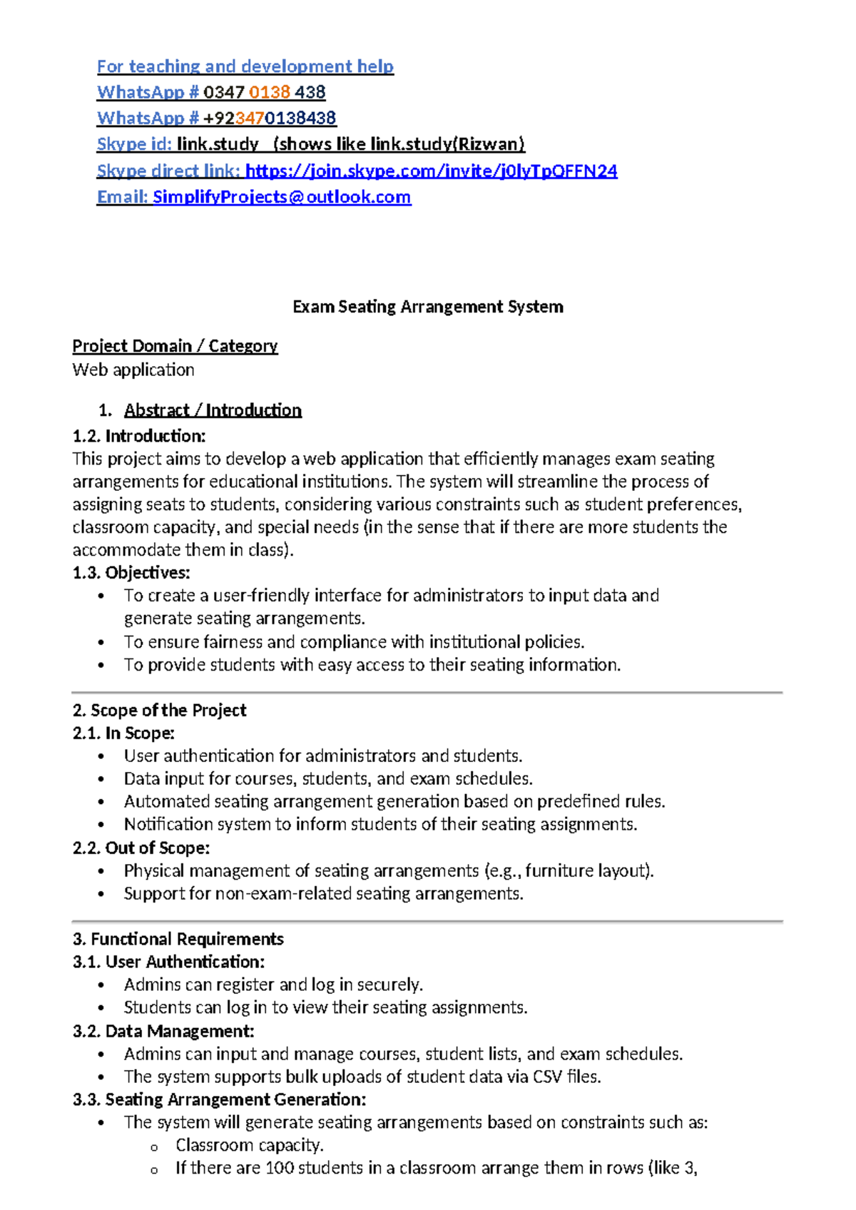 Exam Seating Arrangement System - For teaching and development help ...
