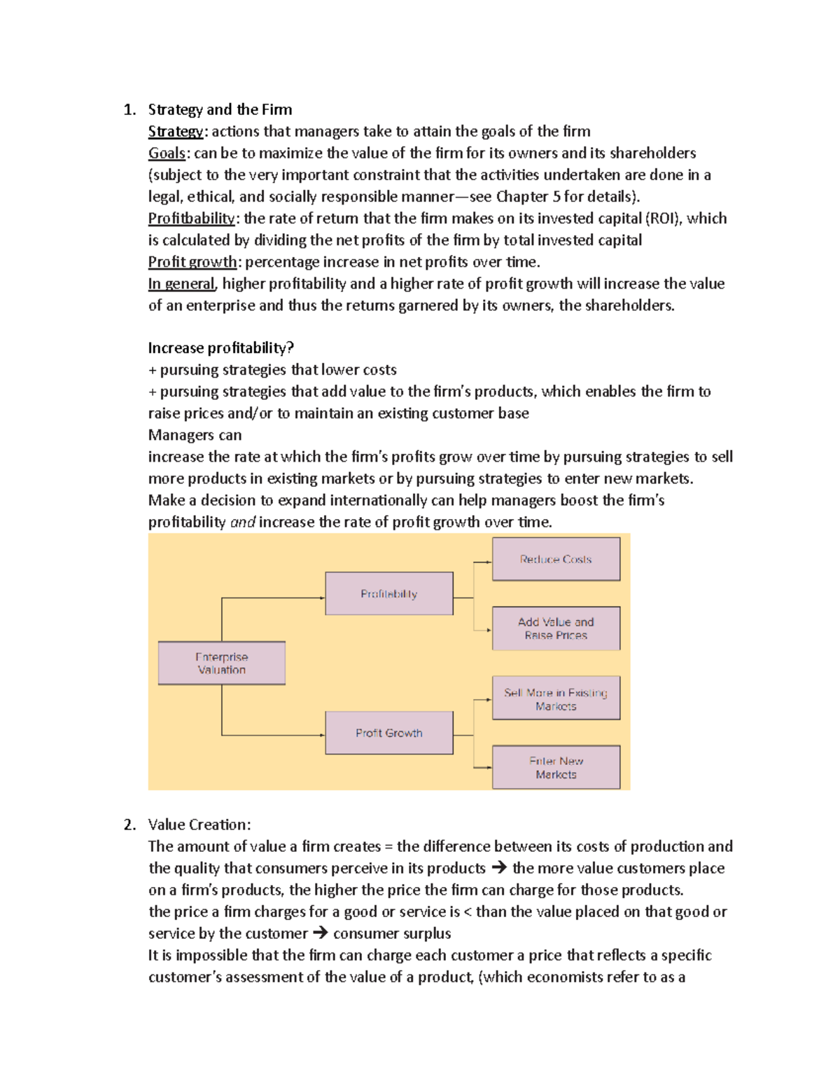 Chapter 13 Notes - Strategy and the Firm Strategy: actions that ...