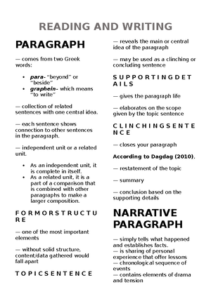 Reading and writing lesson 4 - READING AND WRITING LESSON LANGUAGE USED ...