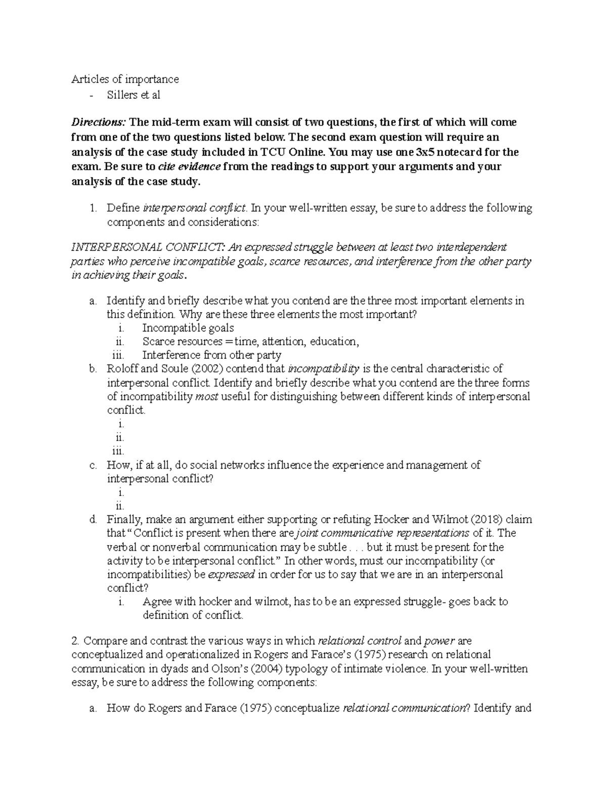 Conflict management exam - Articles of importance - Sillers et al ...