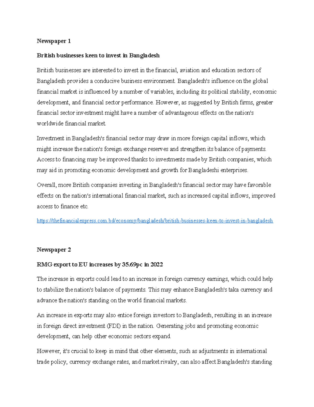 FIN-480 - Summary finance management - Newspaper 1 British businesses ...