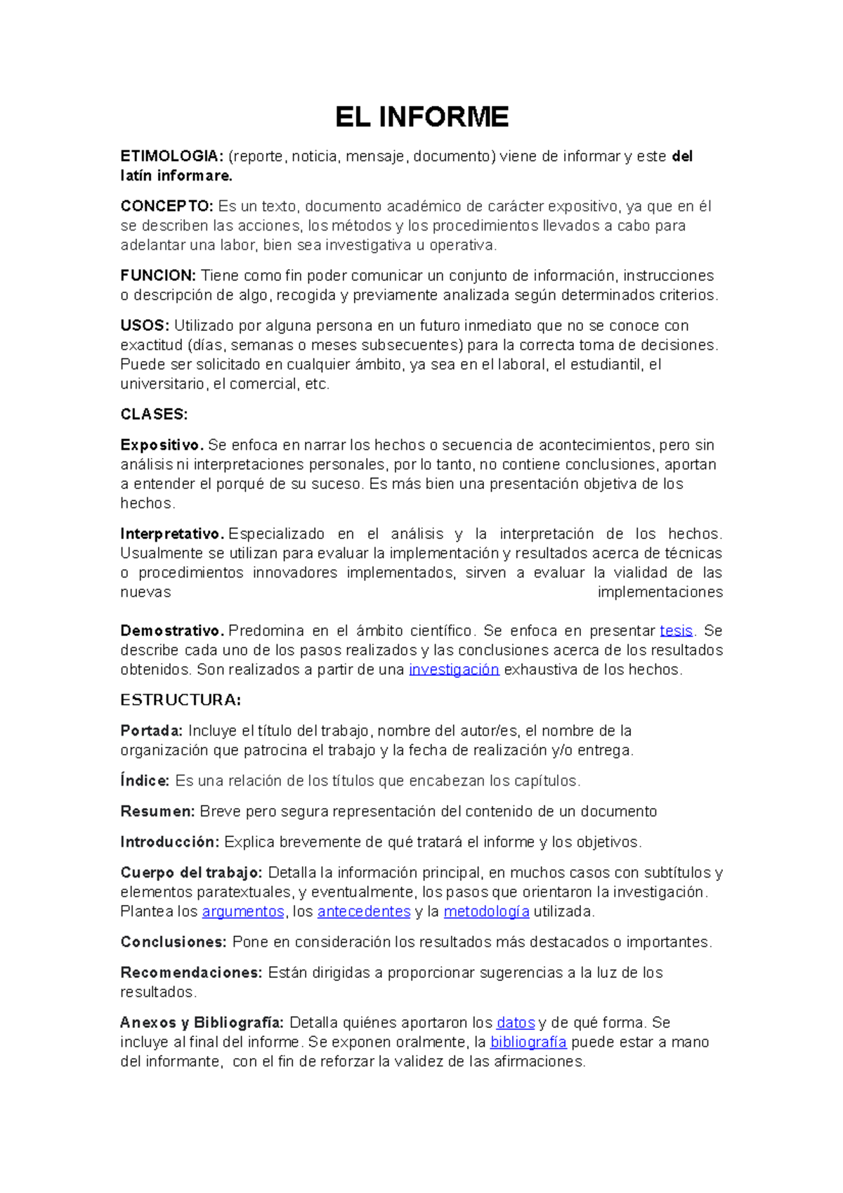 EL Informe - EL INFORME ETIMOLOGIA: (reporte, noticia, mensaje ...