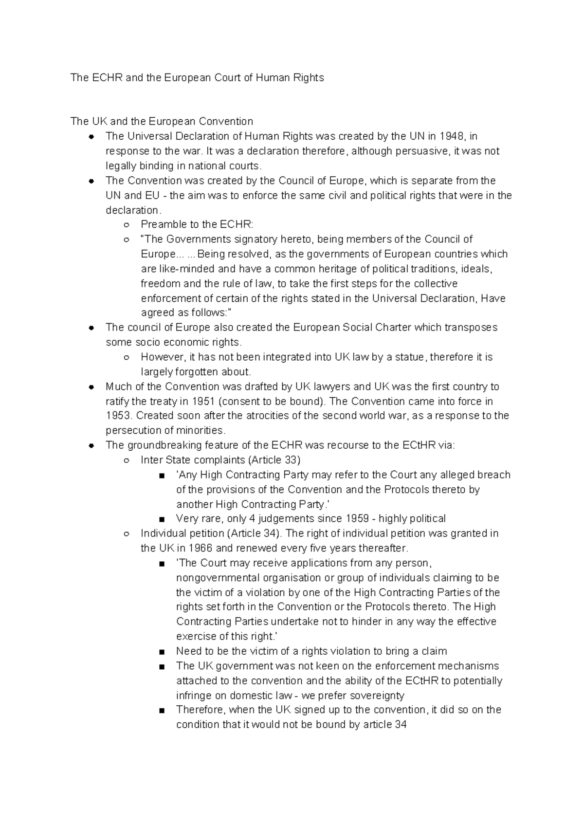 The ECHR and the European Court of Human Rights - It was a declaration ...