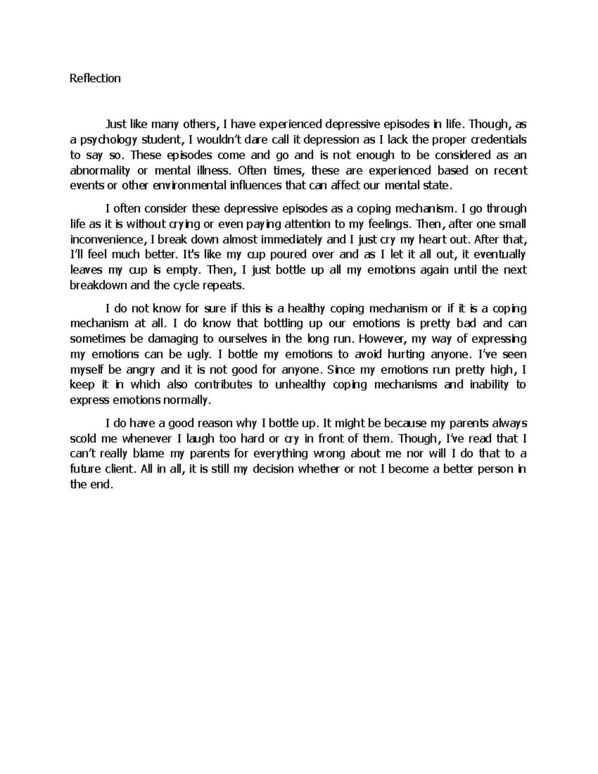 Reflection - a task or piece of work assigned to someone as part of a ...