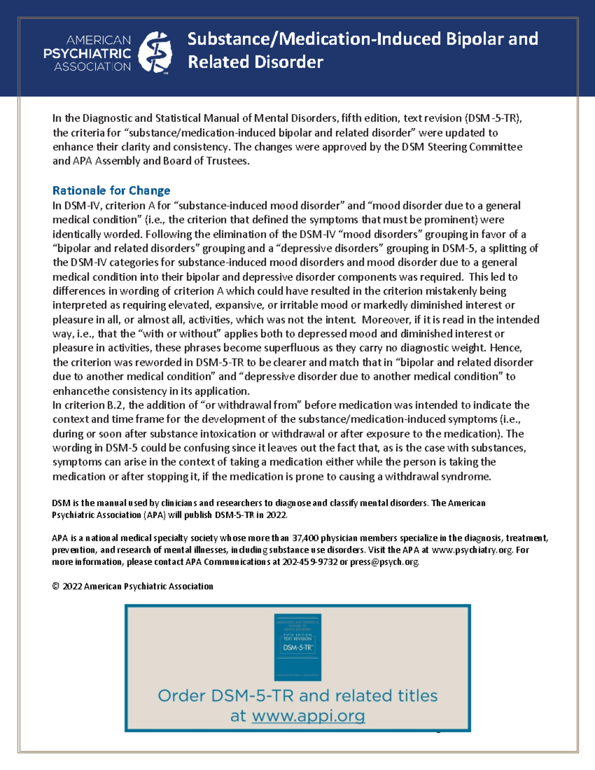 APA-DSM5TR-Substance Medication Induced Bipolar Disorder - Substance ...