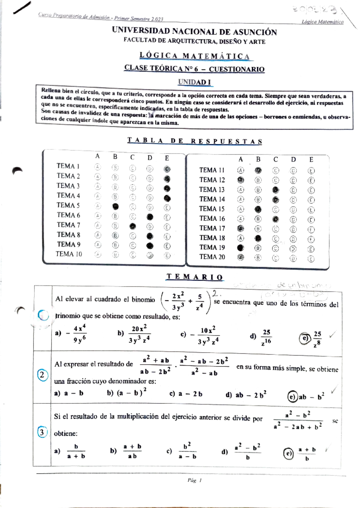 Test de unidades-Lógica Matemática-CPA - Curso Preparatorio de Admisión ...
