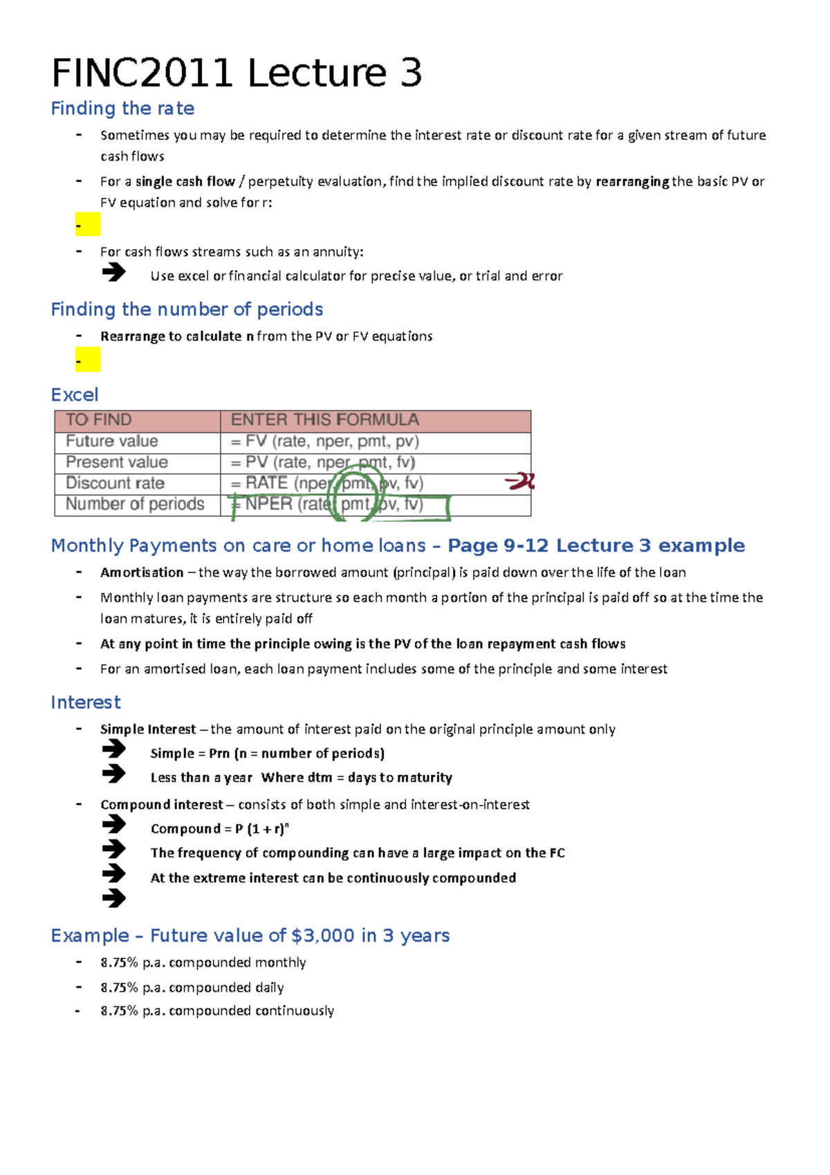 FINC2011 Lecture 3 - compounded monthly - 8% p. compounded daily - 8% p ...